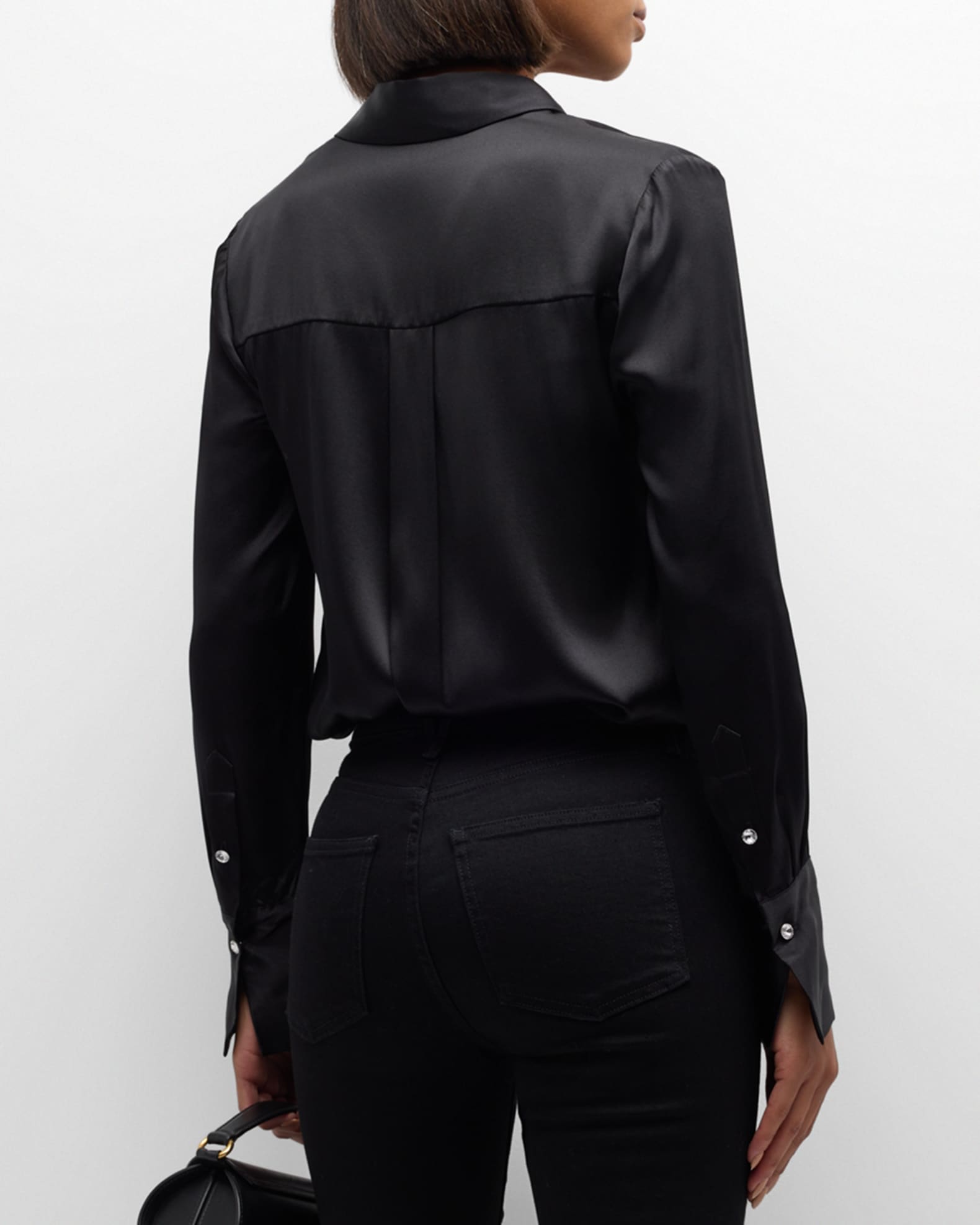Veronica Beard Monique Long-Sleeve Satin Top | Neiman Marcus