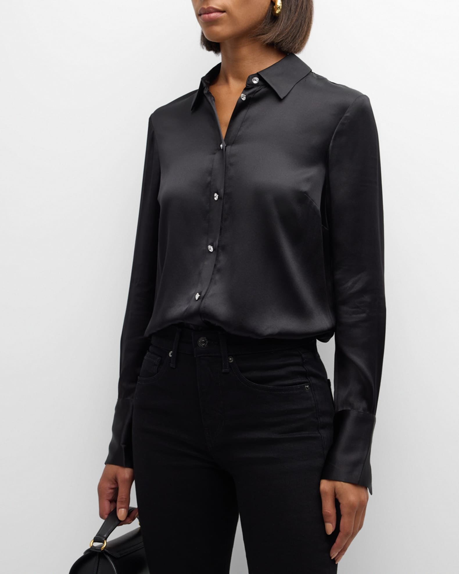 Veronica Beard Monique Long-Sleeve Satin Top | Neiman Marcus
