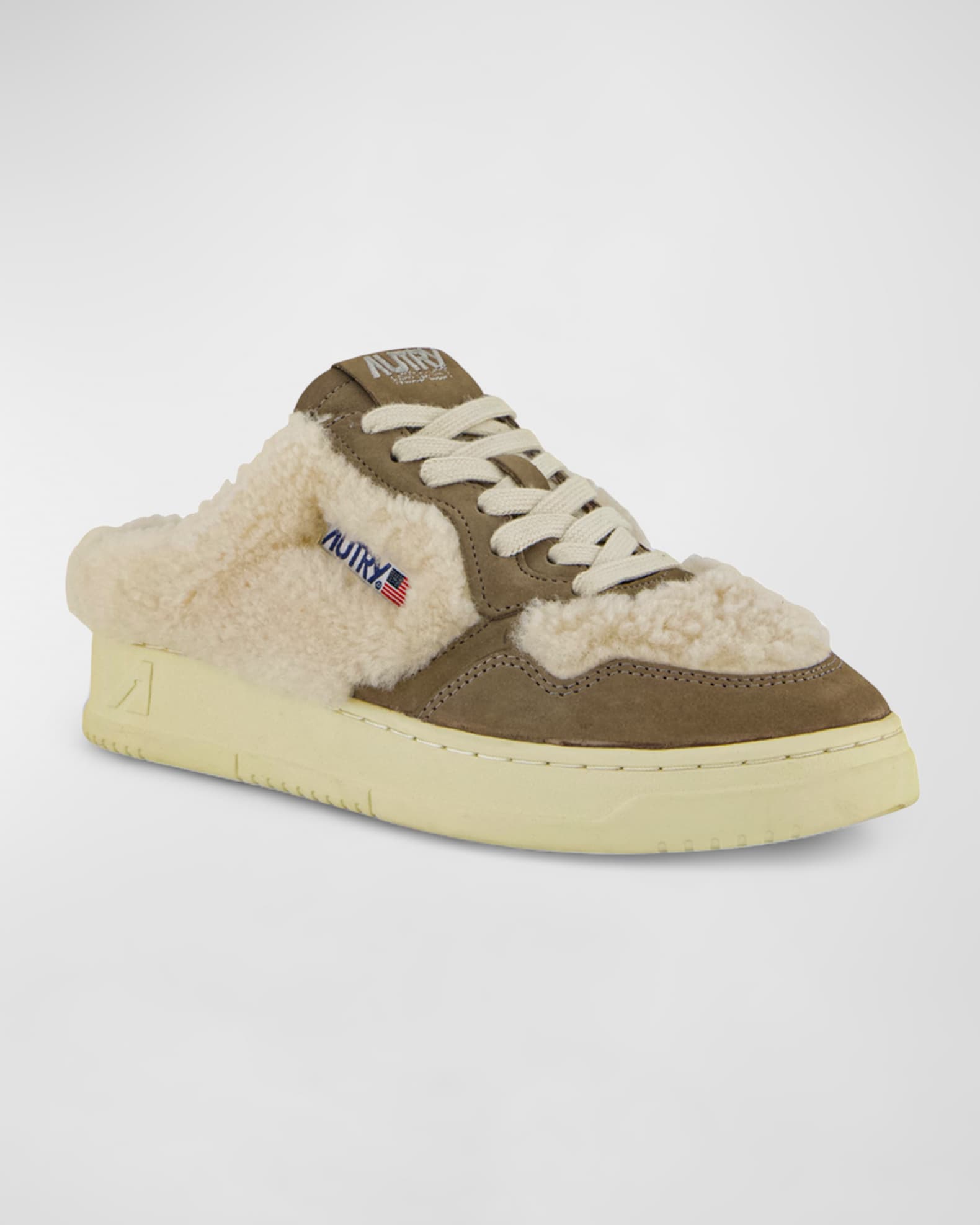 AUTRY Medalist Suede Shearling Sneaker Mules | Neiman Marcus