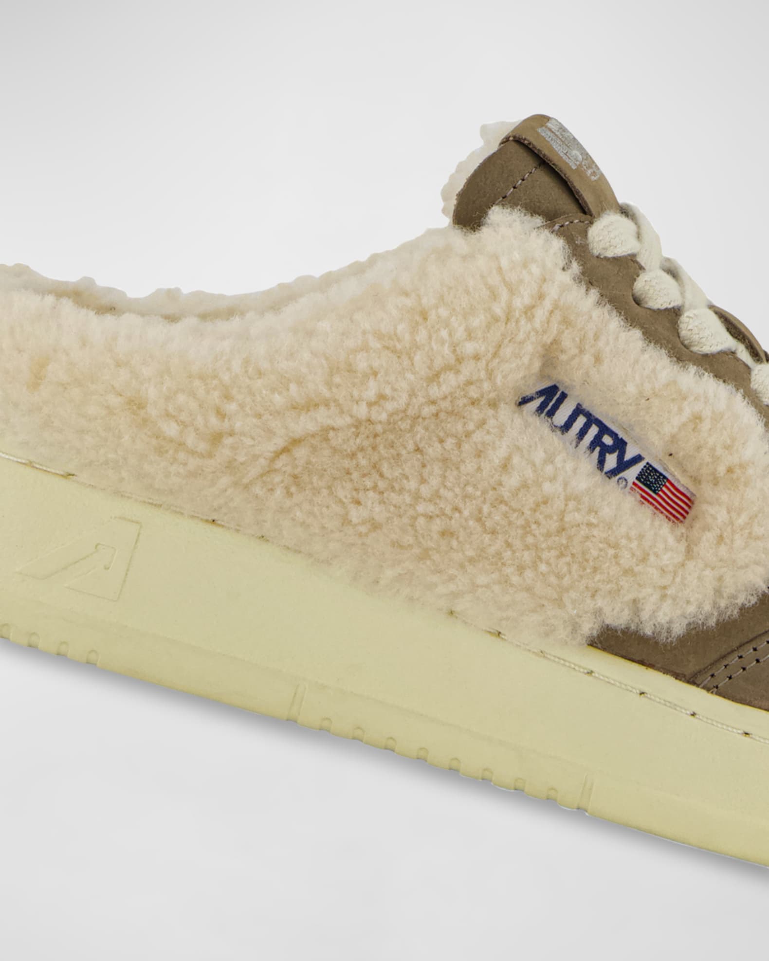 AUTRY Medalist Suede Shearling Sneaker Mules | Neiman Marcus