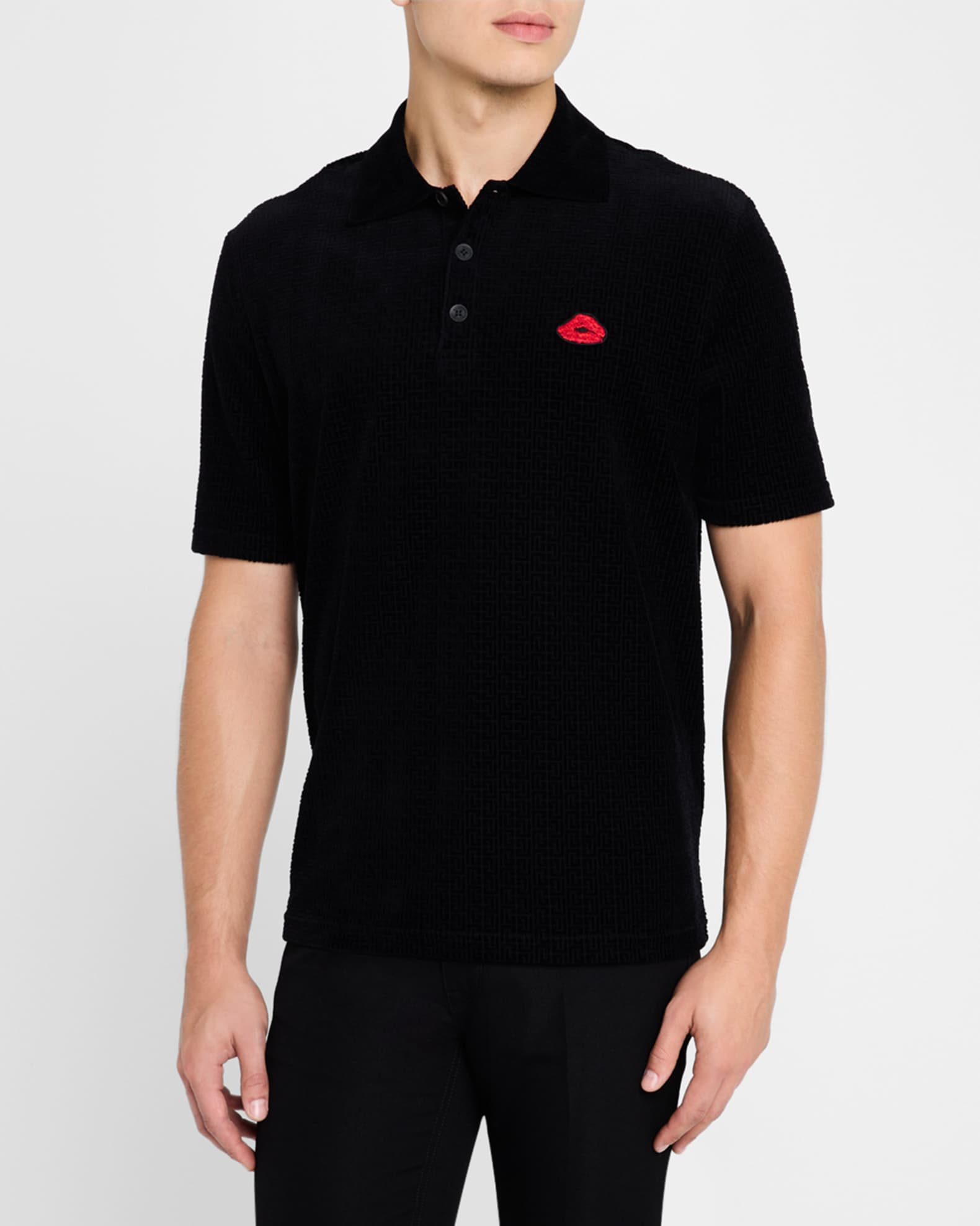 Balmain Men's Velvet Kiss Polo Shirt | Neiman Marcus