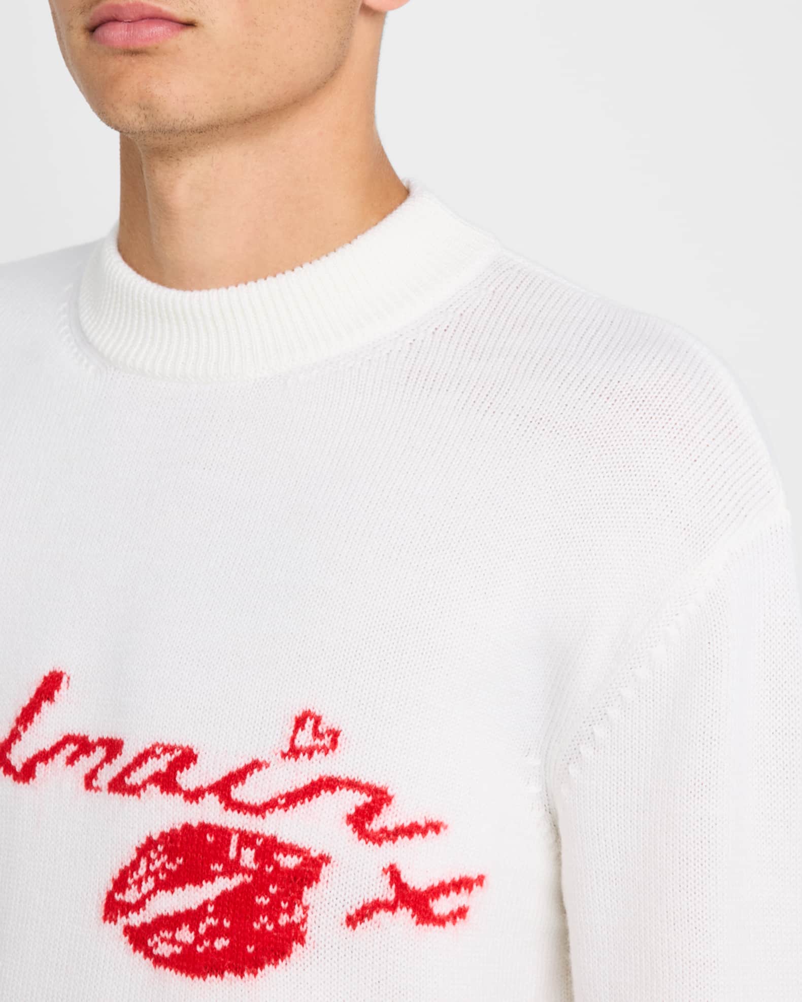 Balmain Men's Kiss Logo Wool Sweater | Neiman Marcus