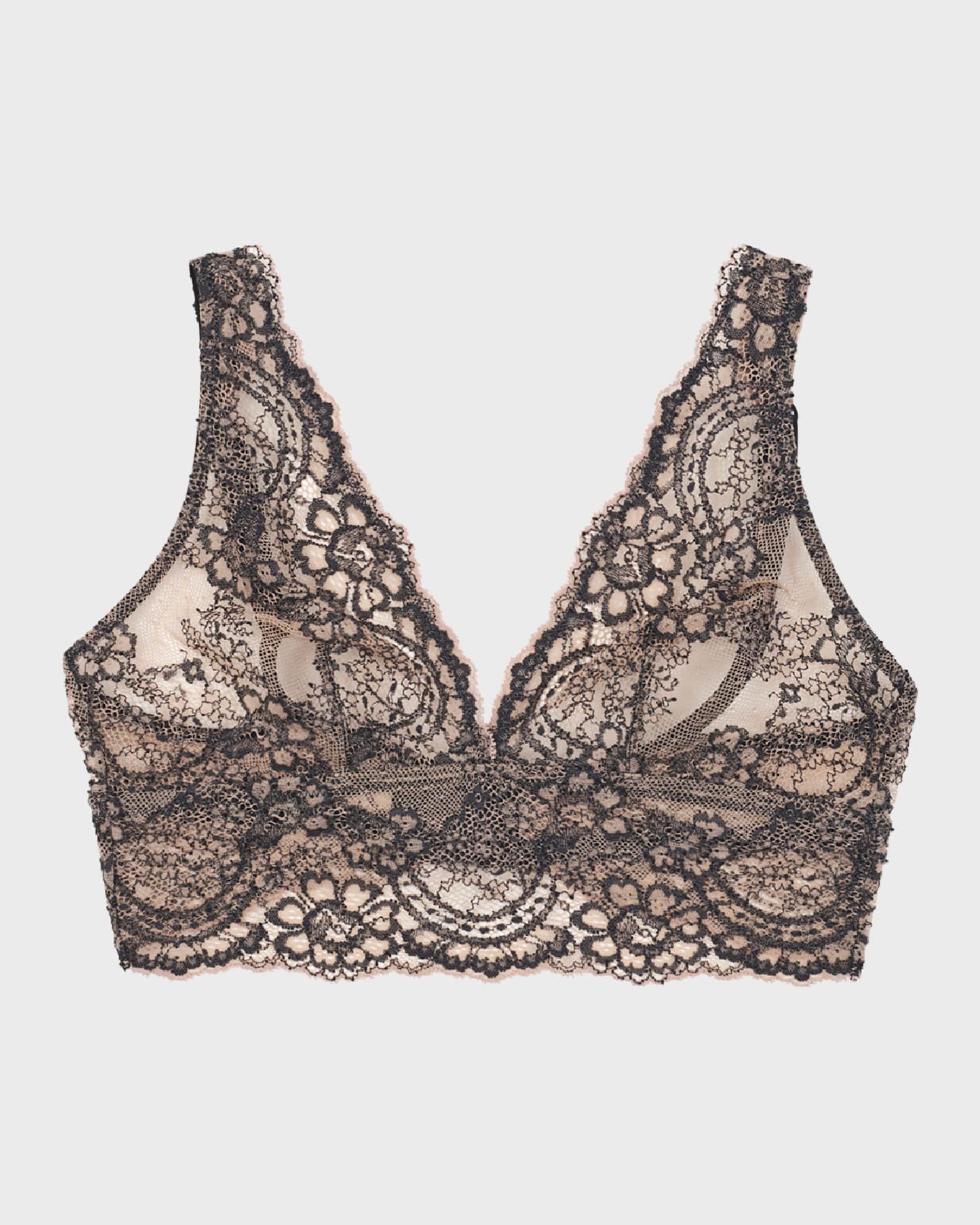 Else Farah Soft Floral Lace Plunge Bra | Neiman Marcus