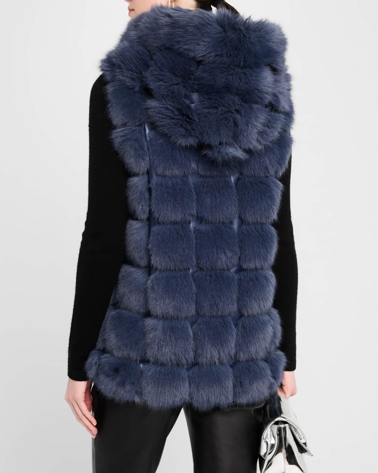 Adrienne Landau The Adrienne Faux Fur Hooded Vest | Neiman Marcus