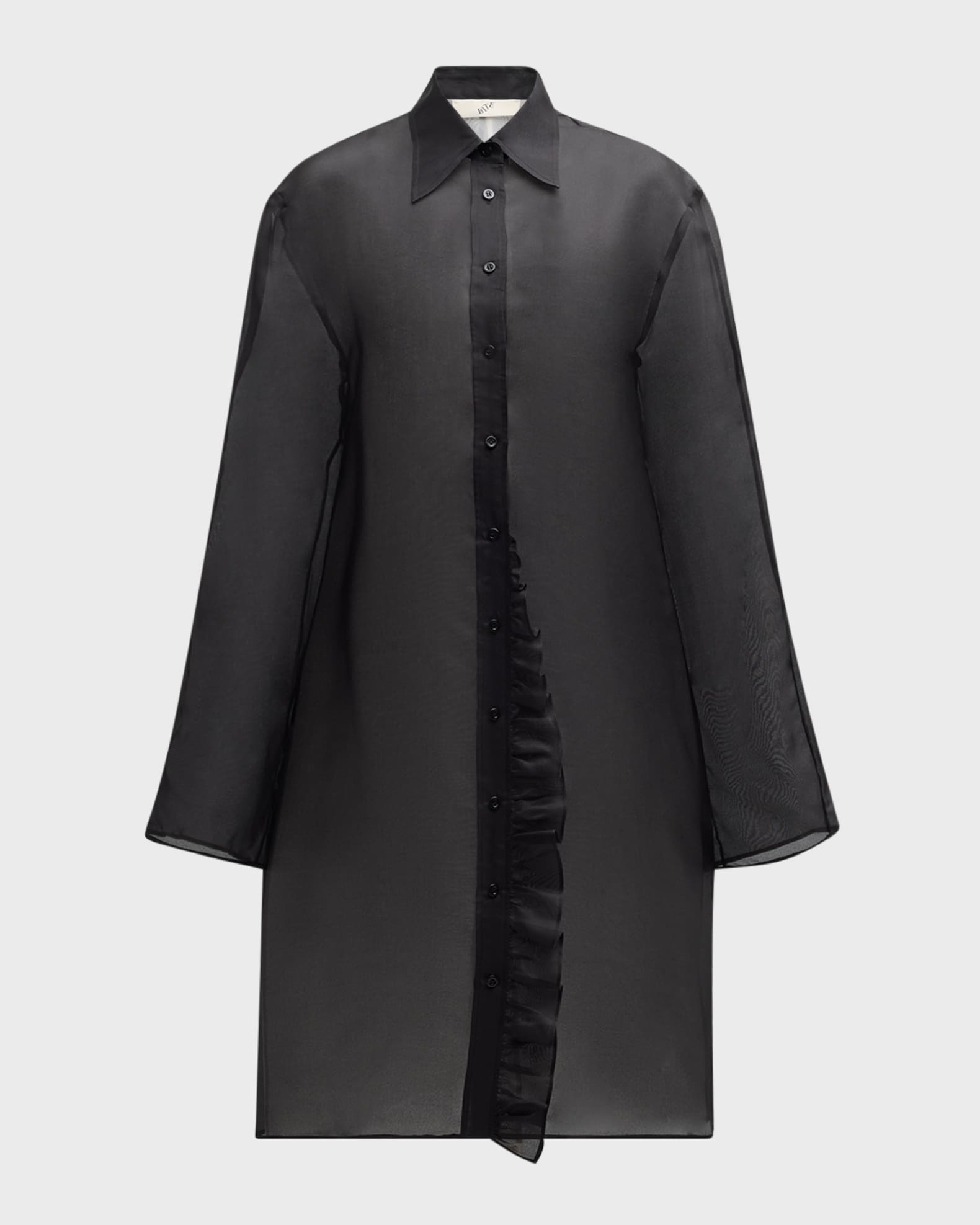 BITE Studios Radieux Ruffle Silk Organza Midi Shirtdress | Neiman Marcus