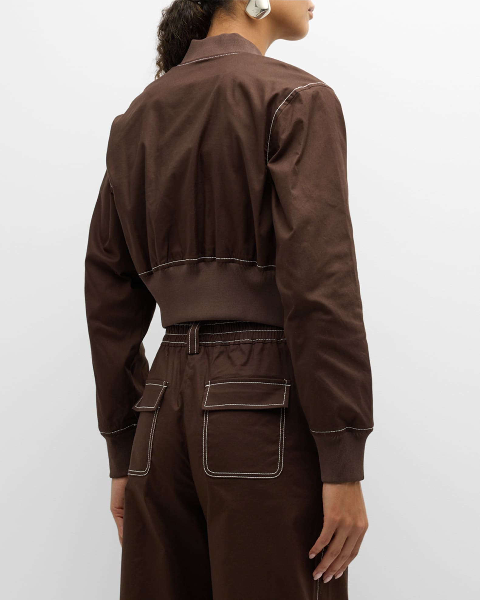SIMKHAI Lorenzo Cropped Bomber Jacket | Neiman Marcus