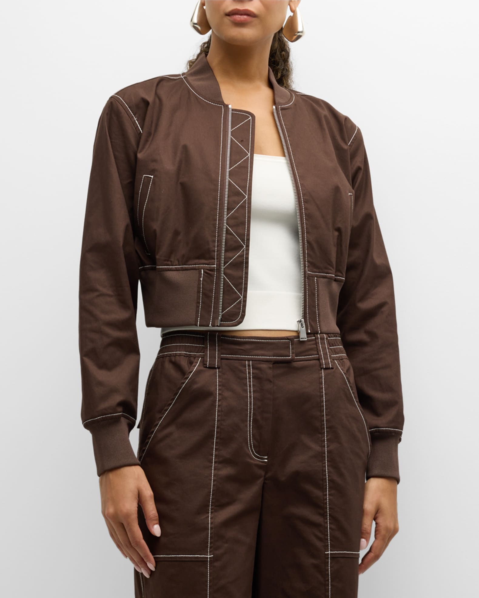SIMKHAI Lorenzo Cropped Bomber Jacket | Neiman Marcus