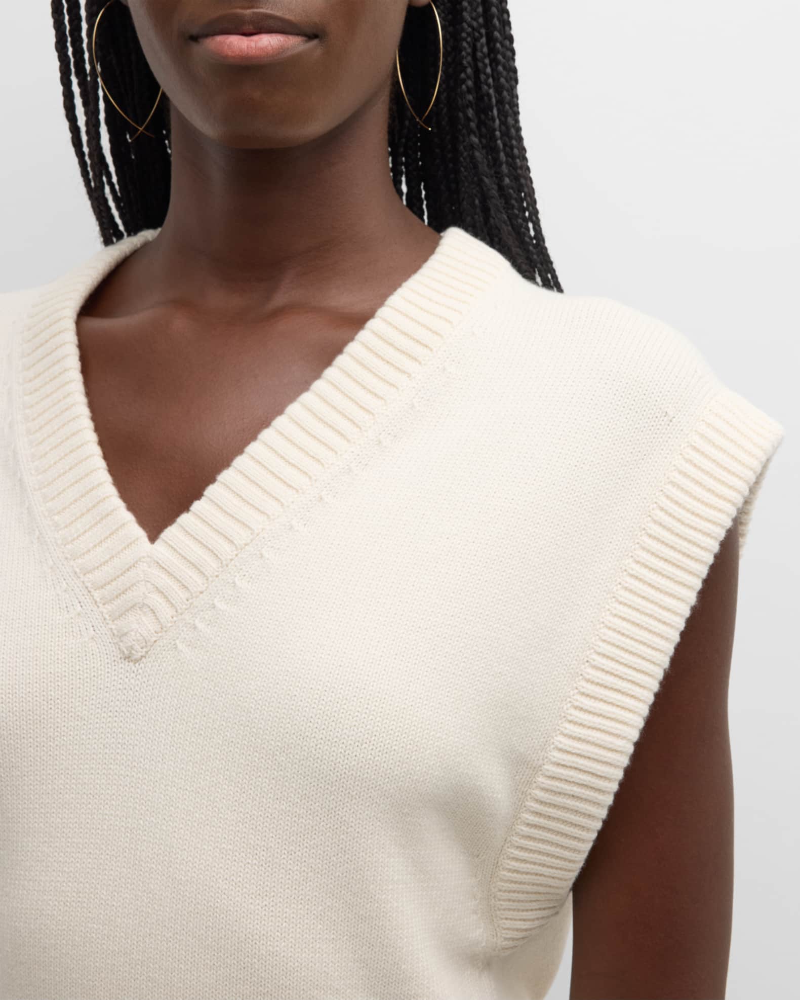 SIMKHAI Erin Cotton-Blend V-Neck Sweater Vest | Neiman Marcus