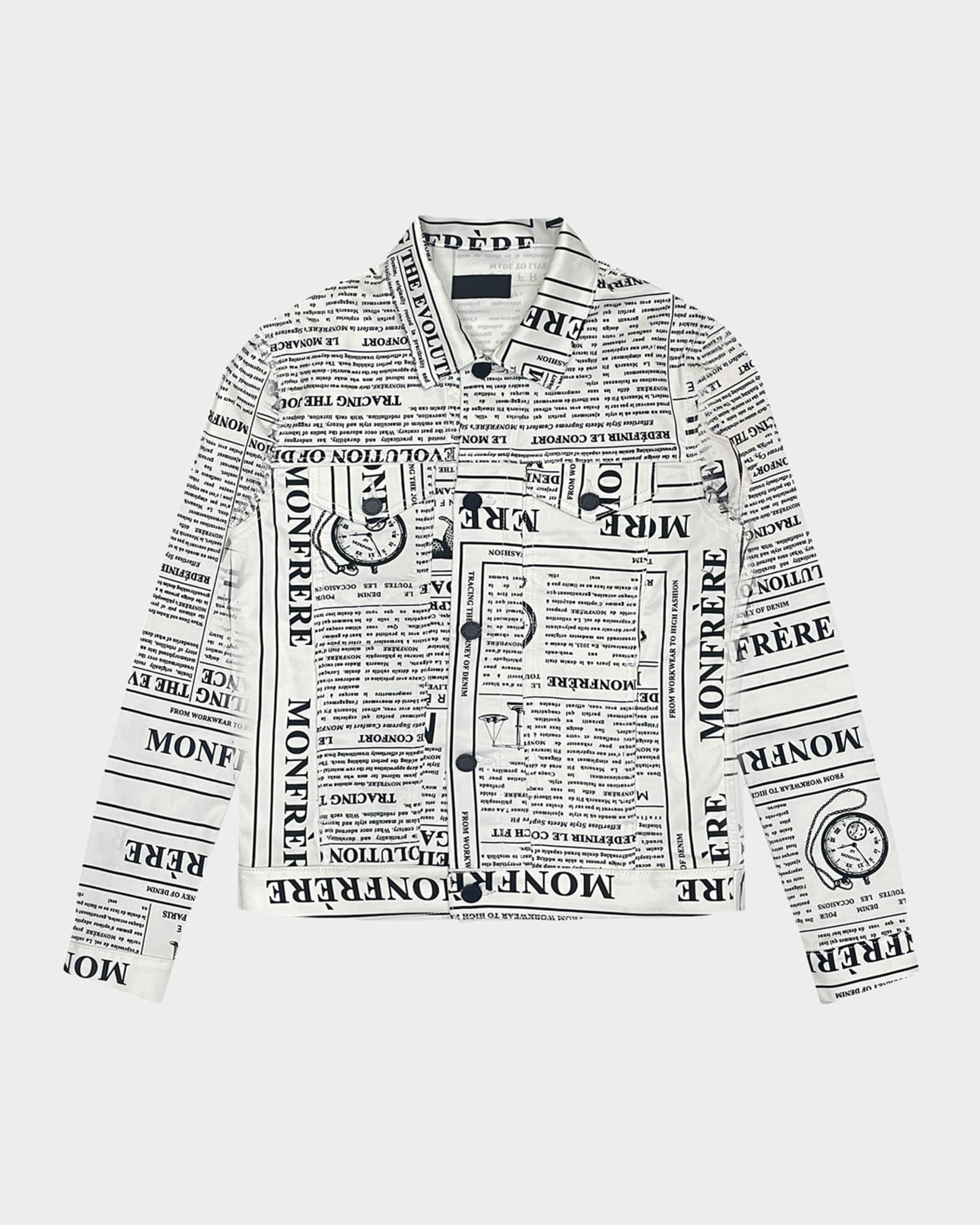 monfrere Men's Dean Logo Newspaper-Print Jacket | Neiman Marcus
