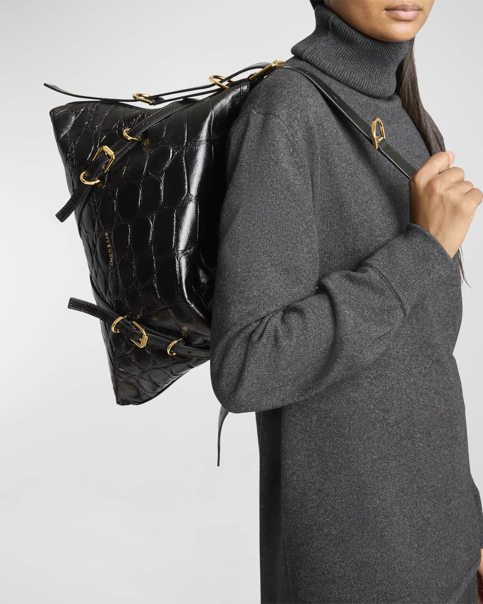 Givenchy Voyou Medium Bag in Embossed Leather | Neiman Marcus