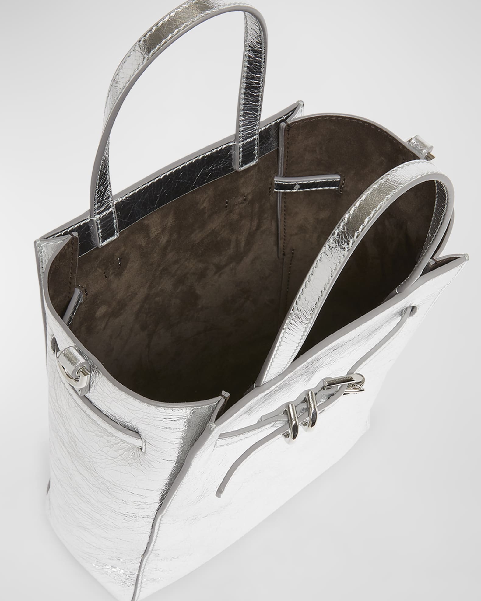 Givenchy Voyou Mini North-South Tote Bag in Metallic Leather | Neiman ...