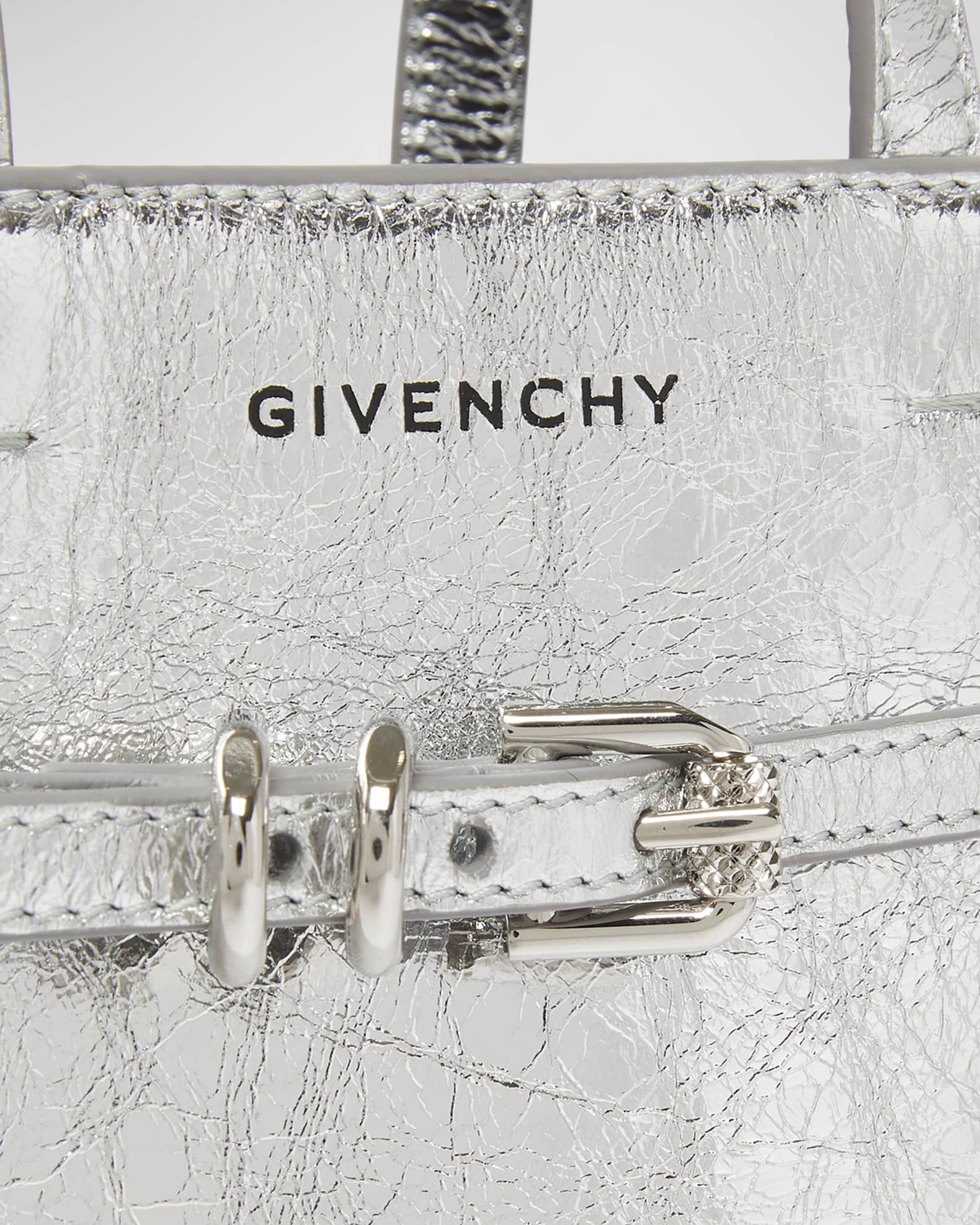 Givenchy Voyou Mini North-South Tote Bag in Metallic Leather | Neiman ...