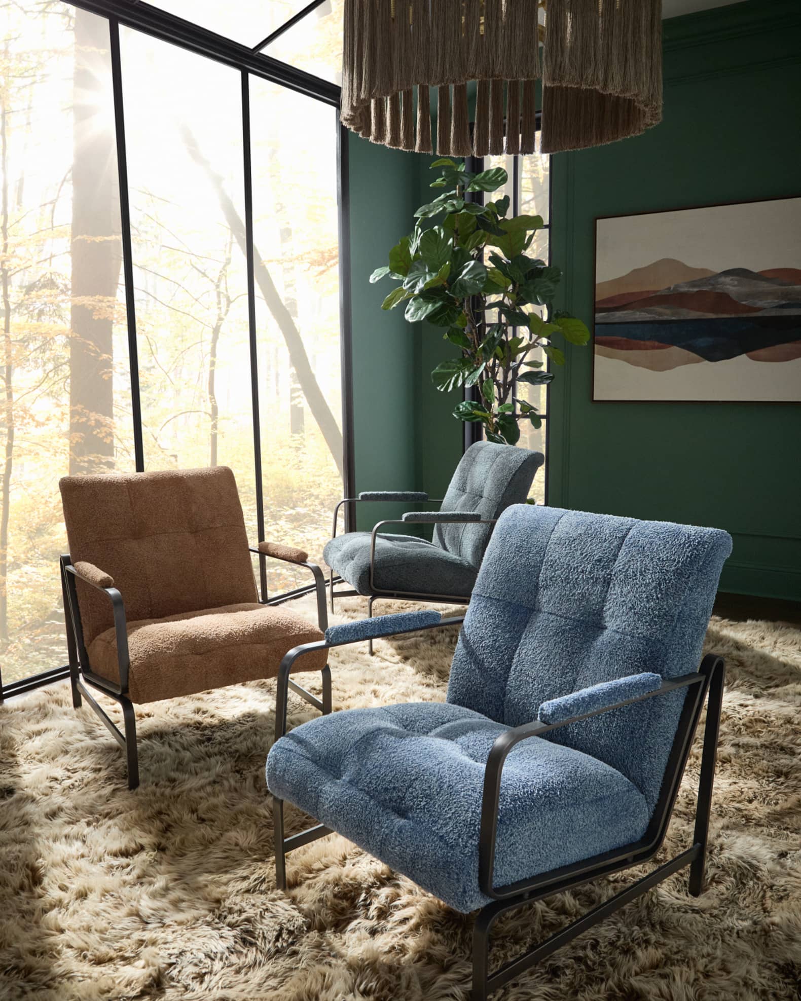 Massoud Olsen Suede Lounge Chair | Neiman Marcus