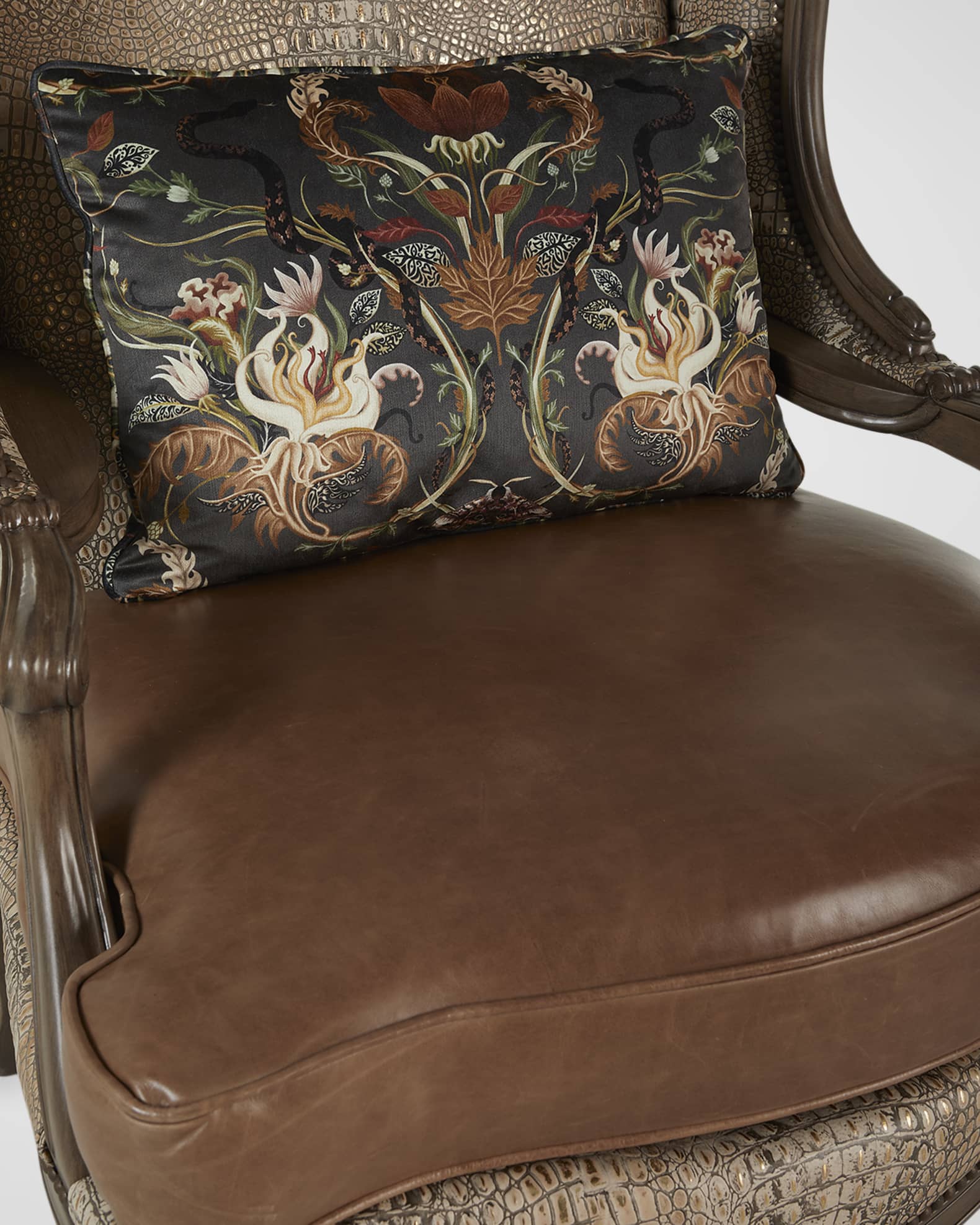 Massoud Bastian Leather Wingback Chair | Neiman Marcus