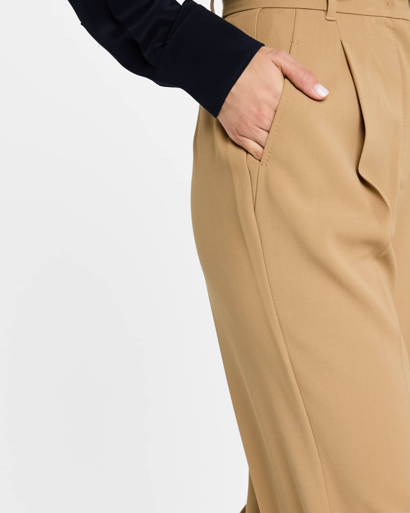 Max Mara Studio Marusca Pleated High-Rise Wool Pants | Neiman Marcus