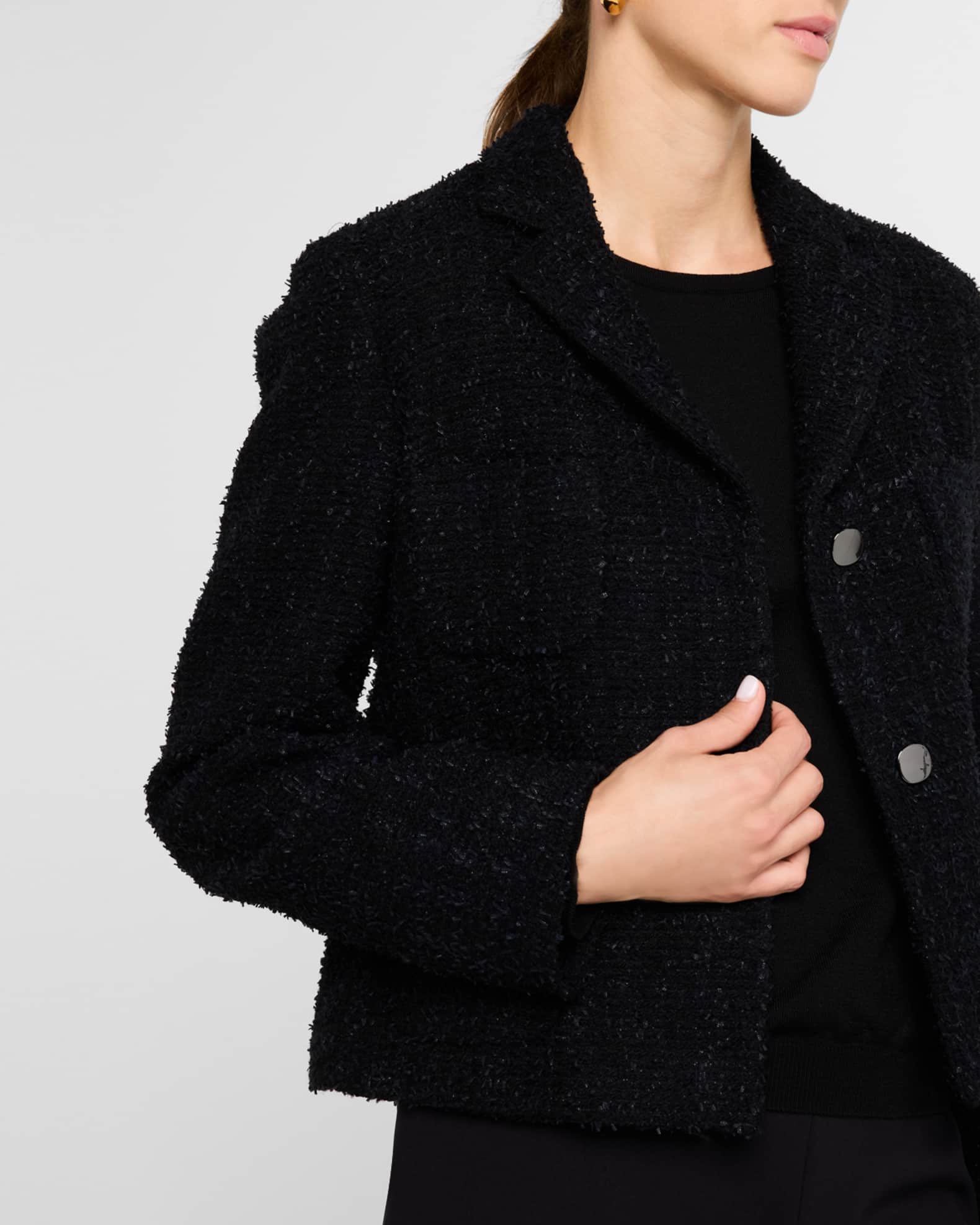 Max Mara Studio Aureo Button-Down Tweed Jacket | Neiman Marcus