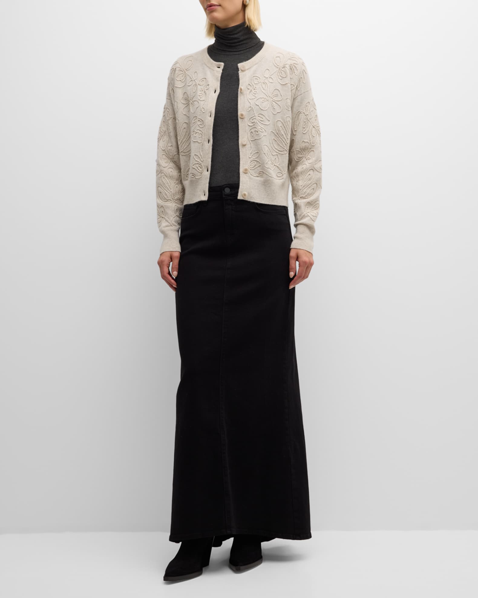 Autumn Cashmere Floral-Embroidered Cashmere Cardigan | Neiman Marcus