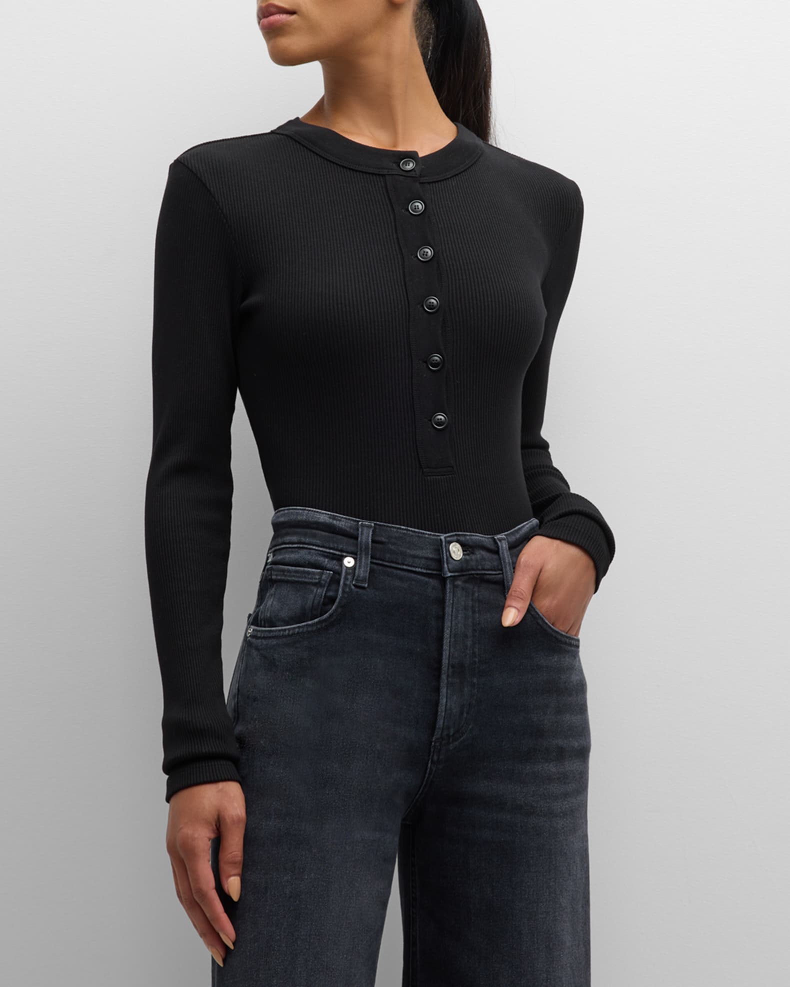 Citizens of Humanity Varra Long-Sleeve Henley Top | Neiman Marcus