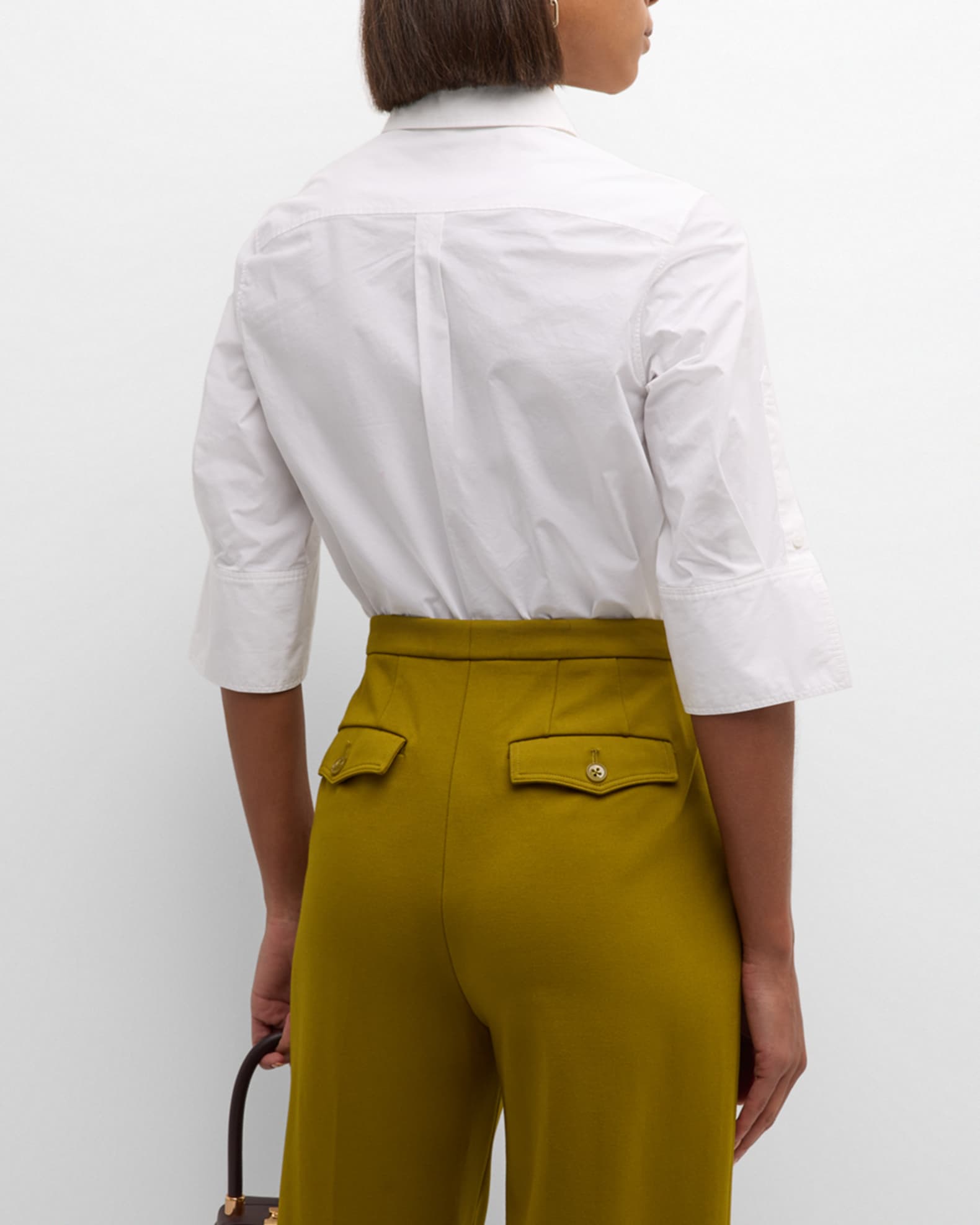 DOROTHEE SCHUMACHER Poplin Power Elbow-Sleeve Blouse | Neiman Marcus