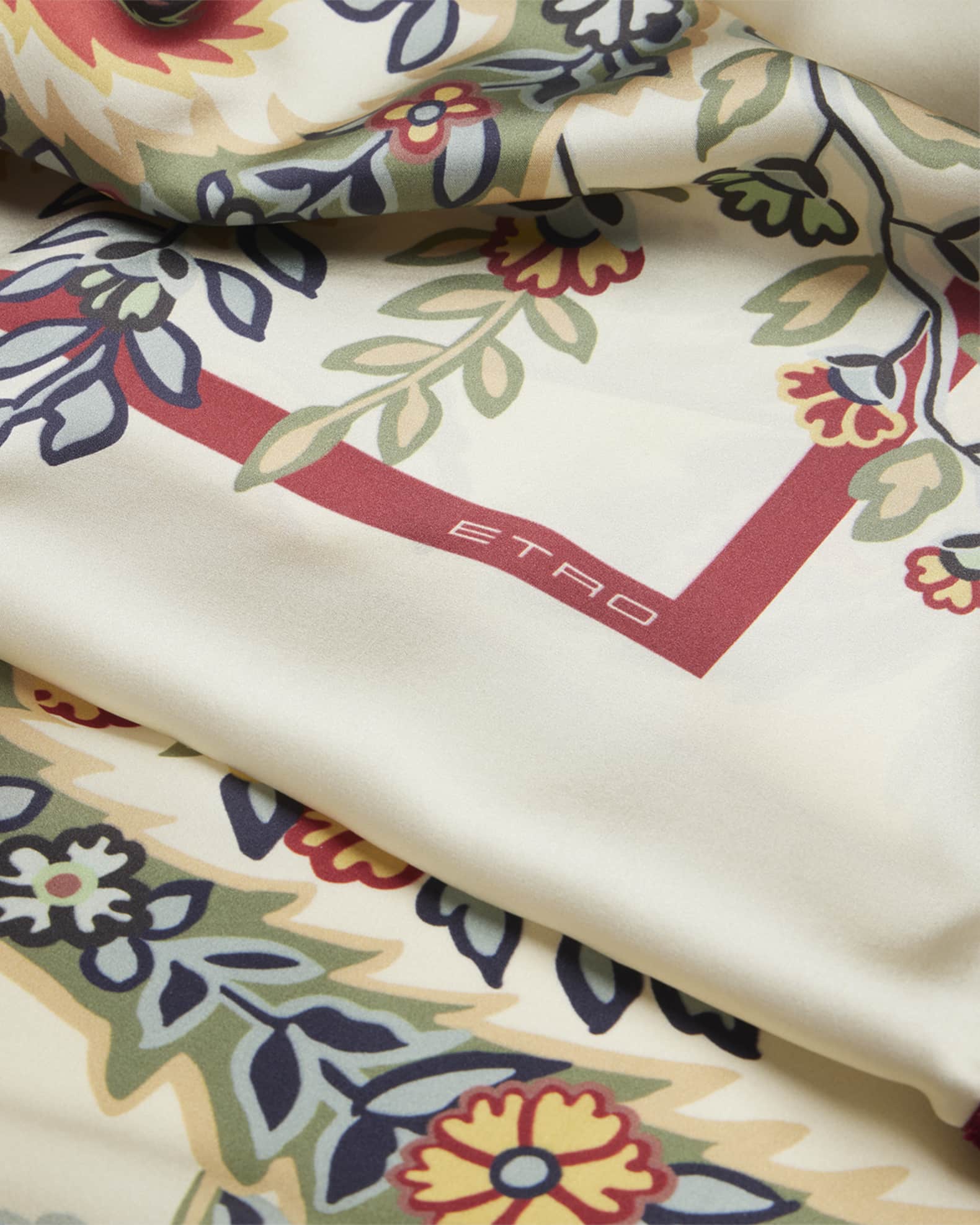 Etro Bohemian Print Scarf With Velvet Trim | Neiman Marcus