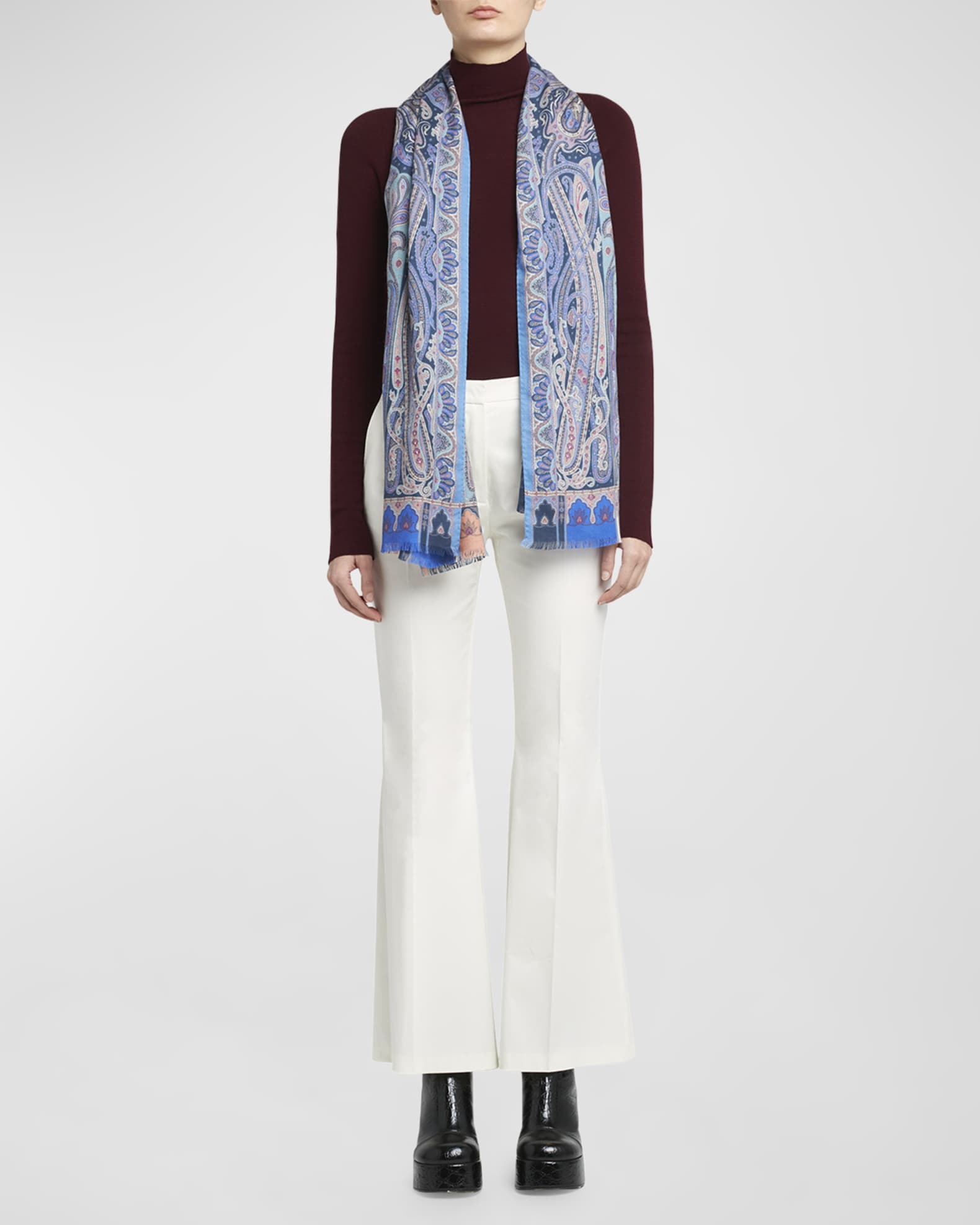 Etro Paisley Print Silk & Cashmere Scarf | Neiman Marcus