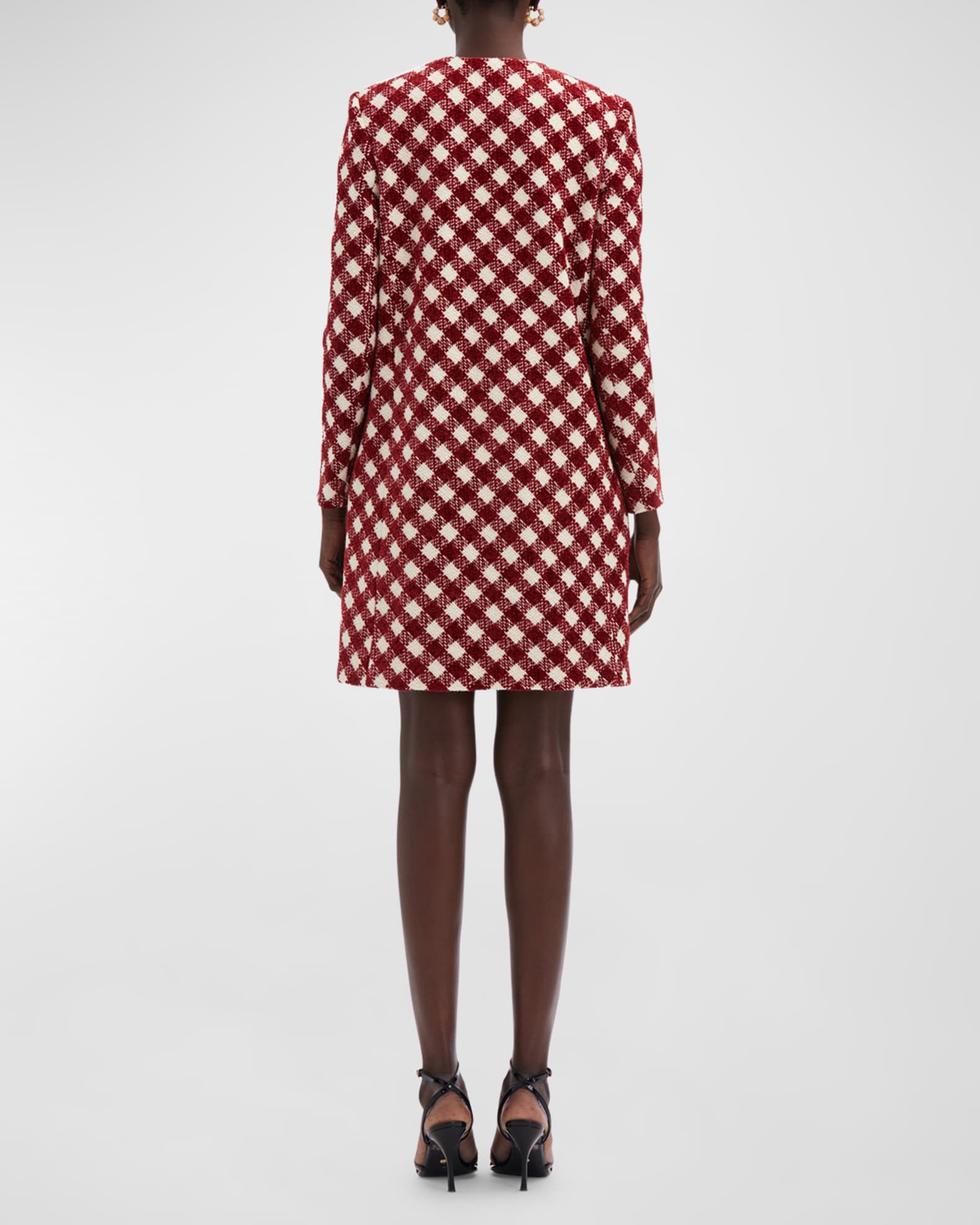Oscar de la Renta Chenille Check Tweed Over Coat | Neiman Marcus