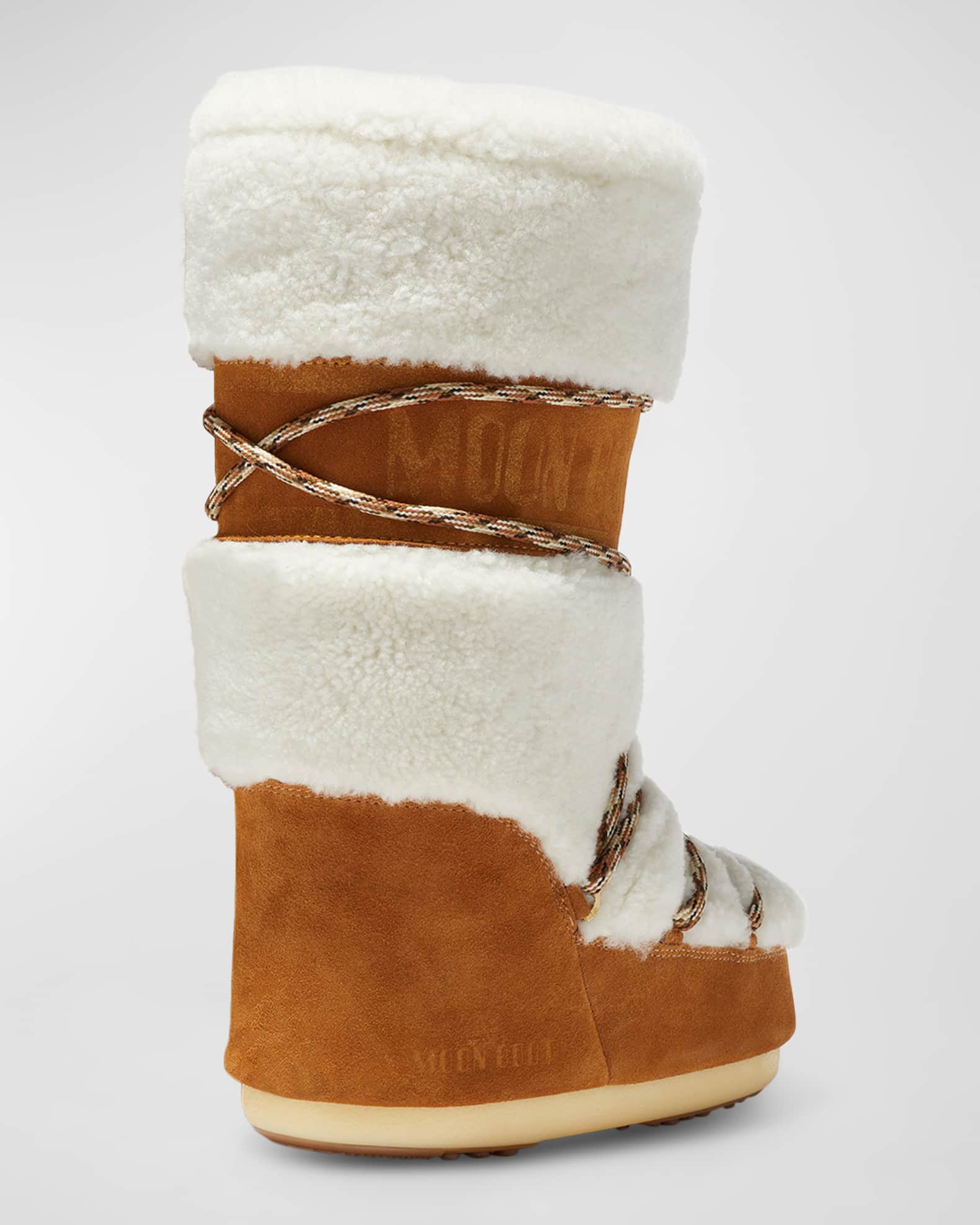 Moon Boot Icon Suede Shearling Tall Snow Boots | Neiman Marcus