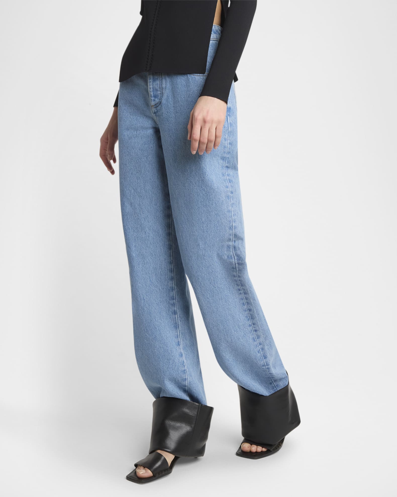 Nanushka Raynee Jeans with Alt-Leather Cuffs | Neiman Marcus