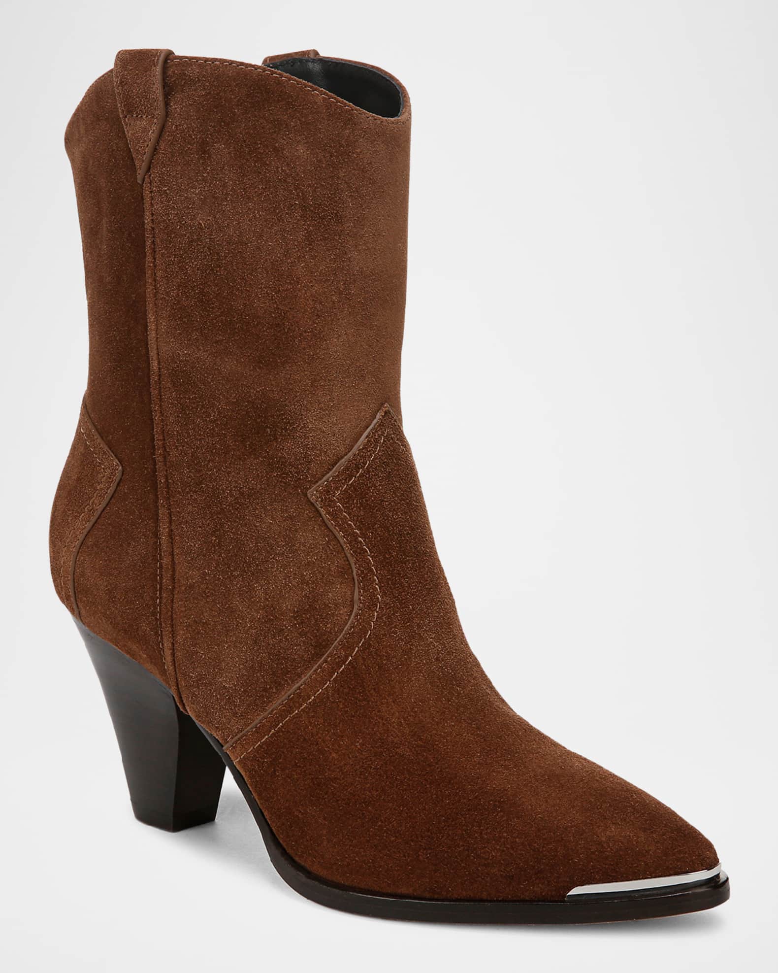 Veronica Beard Cody Suede Western Ankle Boots | Neiman Marcus