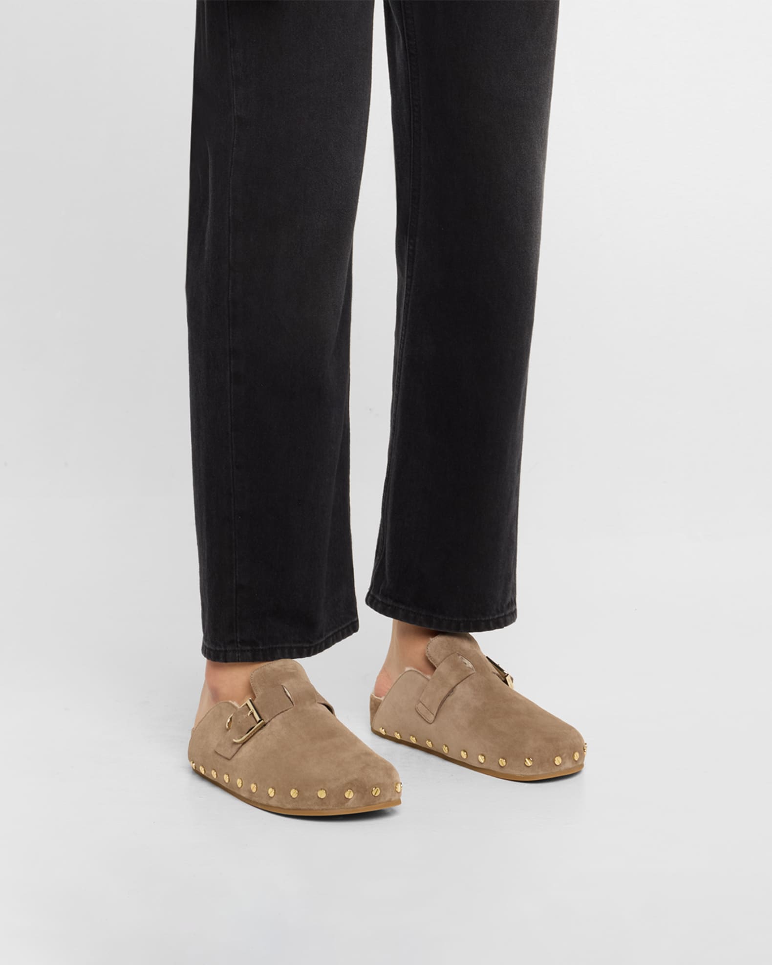 Veronica Beard Fern Suede Buckle Cozy Loafer Clogs | Neiman Marcus