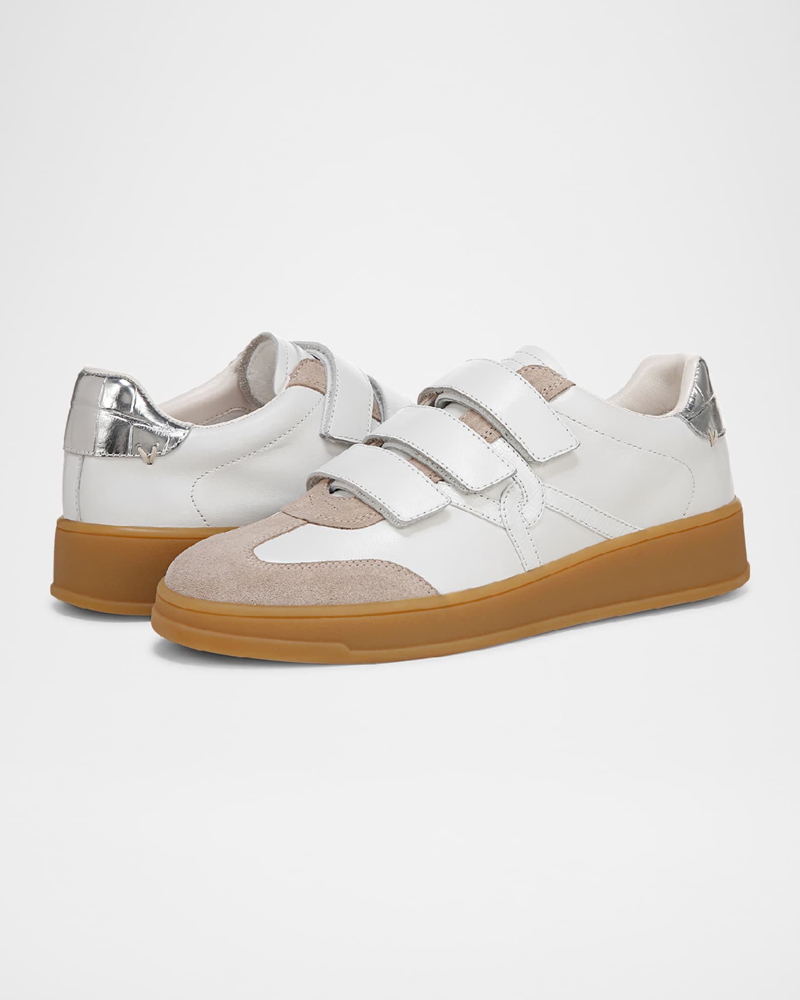 Veronica Beard Reagan Mixed Leather Triple-Grip Sneakers | Neiman Marcus