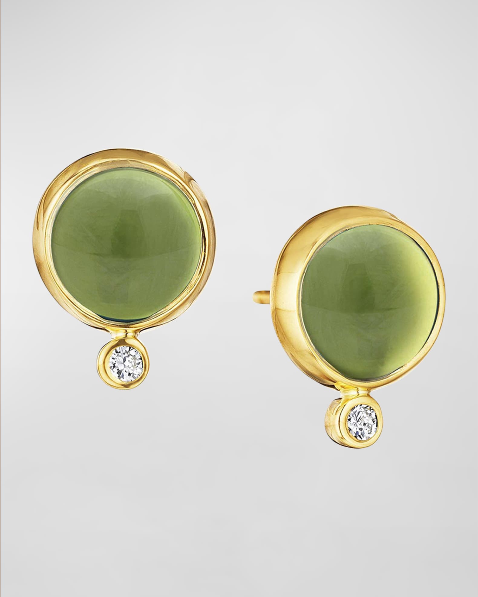 18K Gemstone Stud Earrings with Diamonds | Neiman Marcus