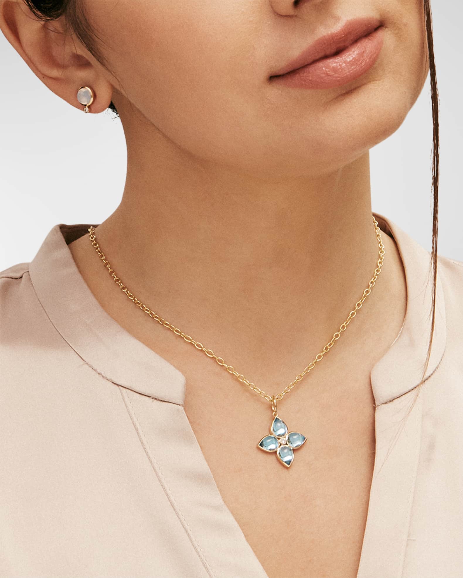 Syna 18k Yellow Gold Quartz & Diamond Pendant Necklace | Neiman Marcus