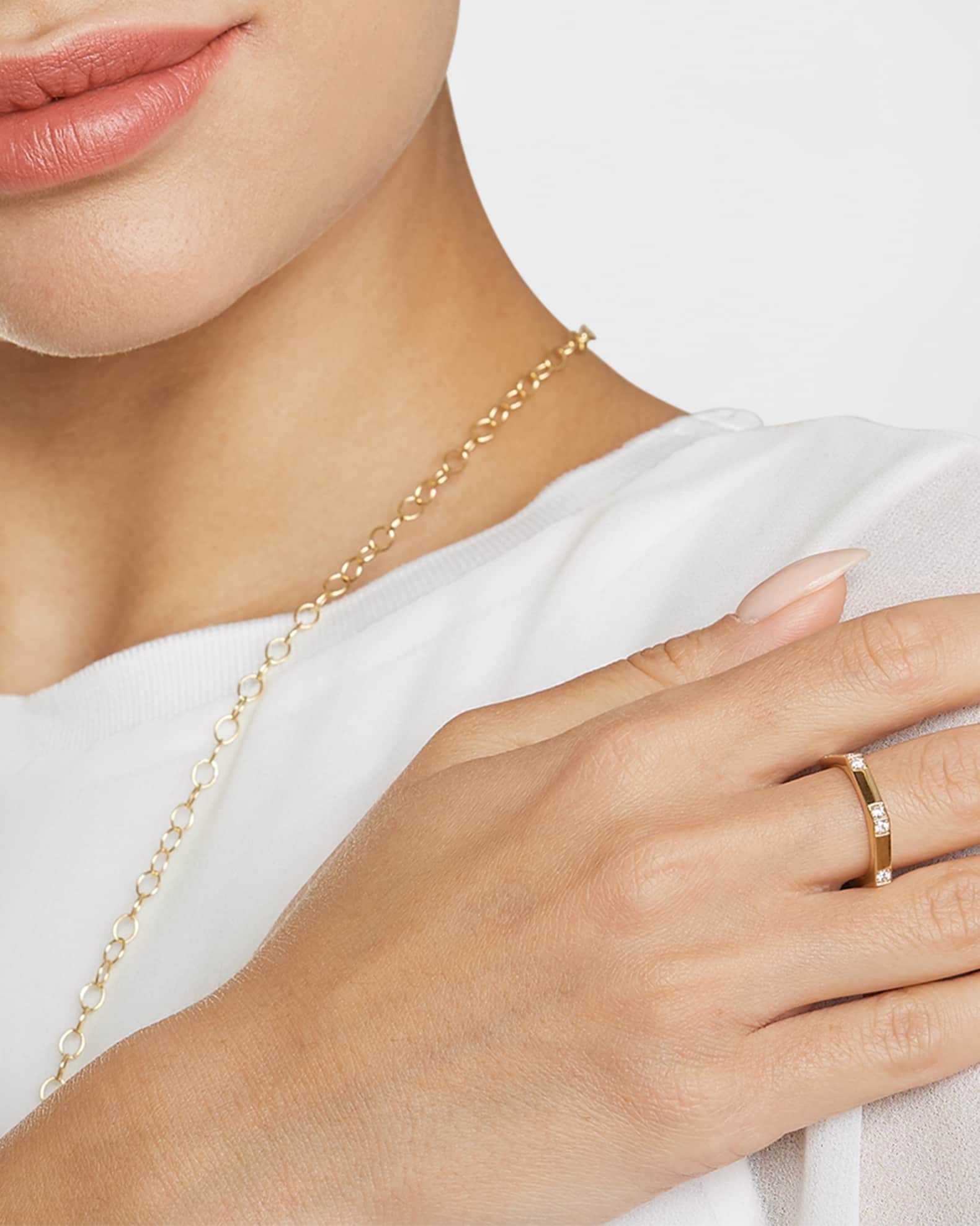 Syna 18K Yellow Gold Hex Band with Diamonds, Size 6.5 | Neiman Marcus