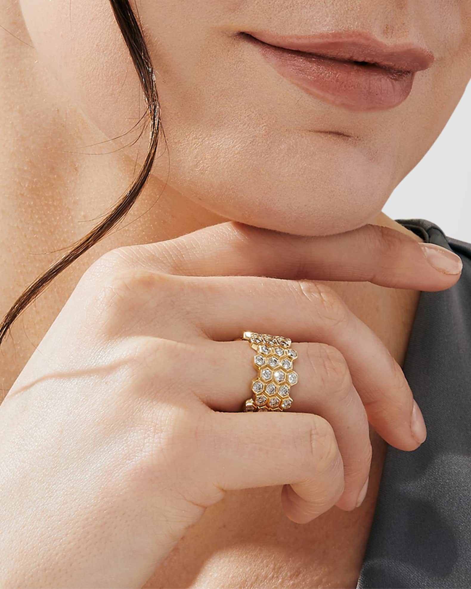 Syna 18K Yellow Gold Hex Band with Diamonds, Size 6.5 | Neiman Marcus