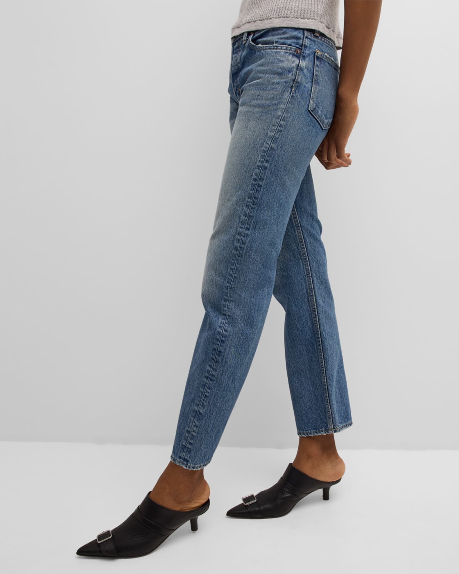 MOUSSY VINTAGE Elfers Wide Straight Mid-Rise Jeans | Neiman Marcus