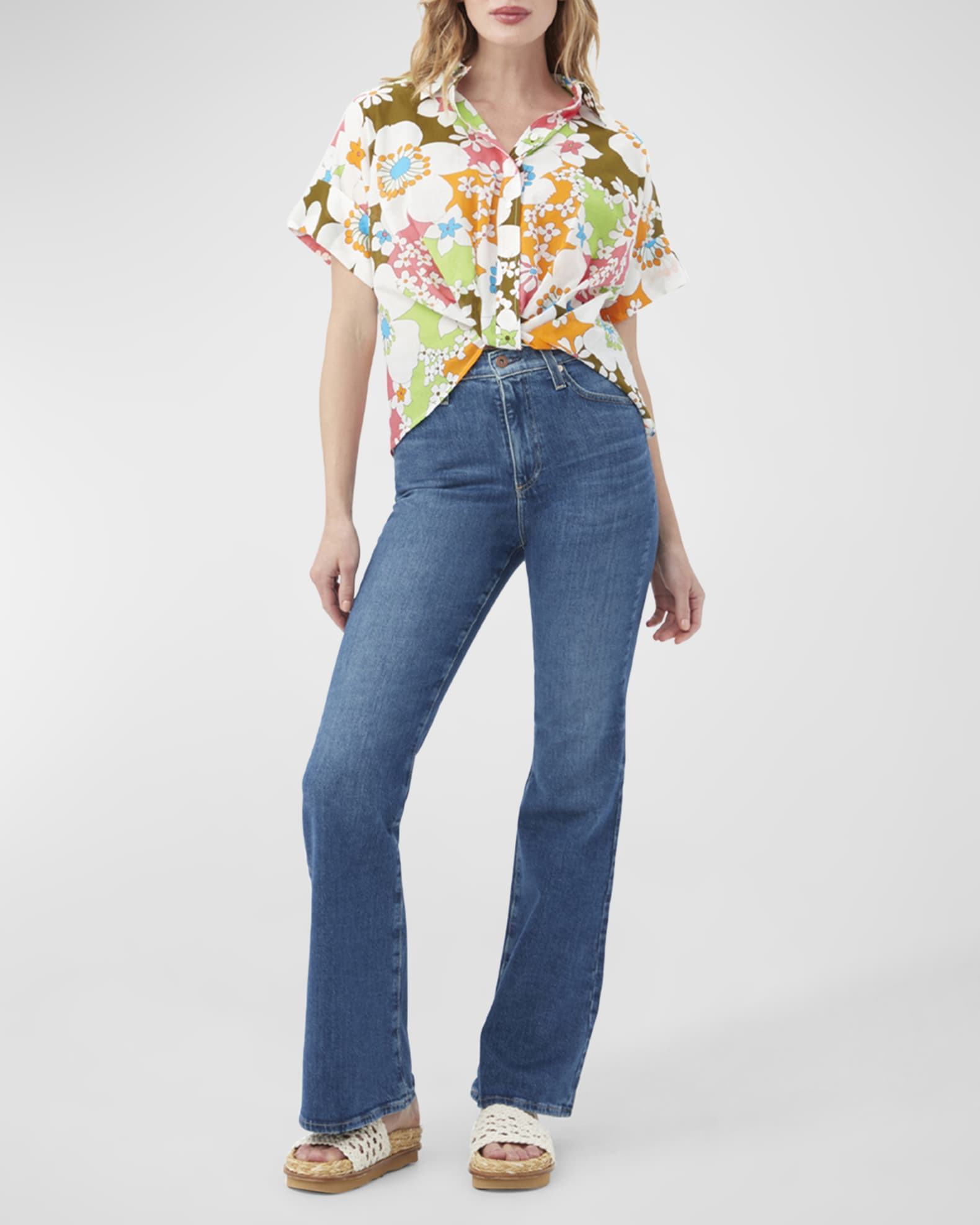Trina Turk Coty Floral-Print Cotton Voile Top | Neiman Marcus