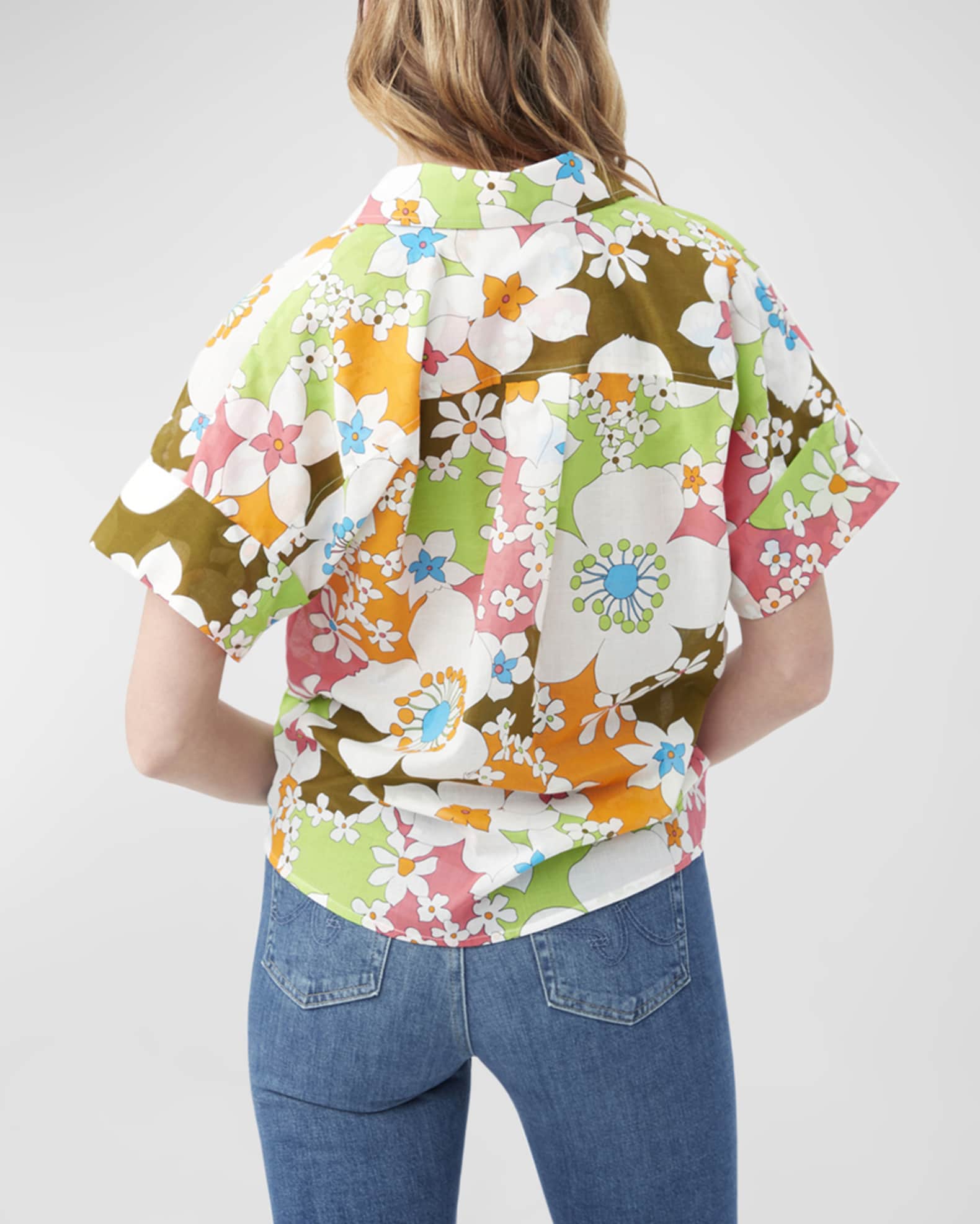 Trina Turk Coty Floral-Print Cotton Voile Top | Neiman Marcus