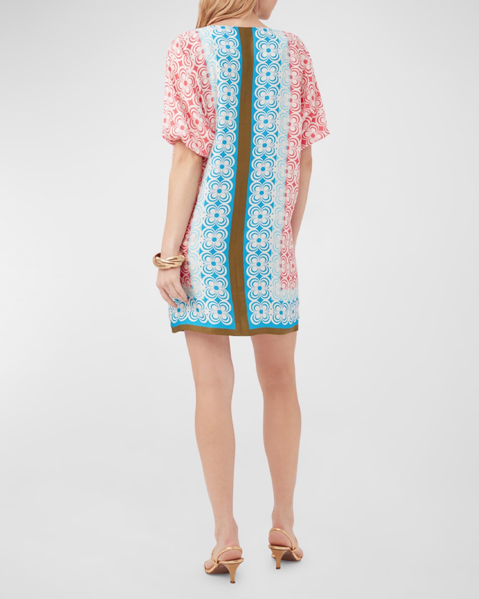 Trina Turk Floria Colorblock Floral-Print Mini Dress | Neiman Marcus