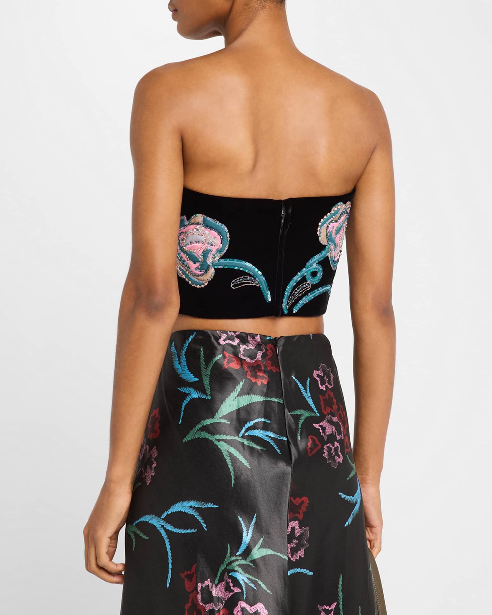 Giorgio Armani Embroidered Strapless Bustier Top | Neiman Marcus