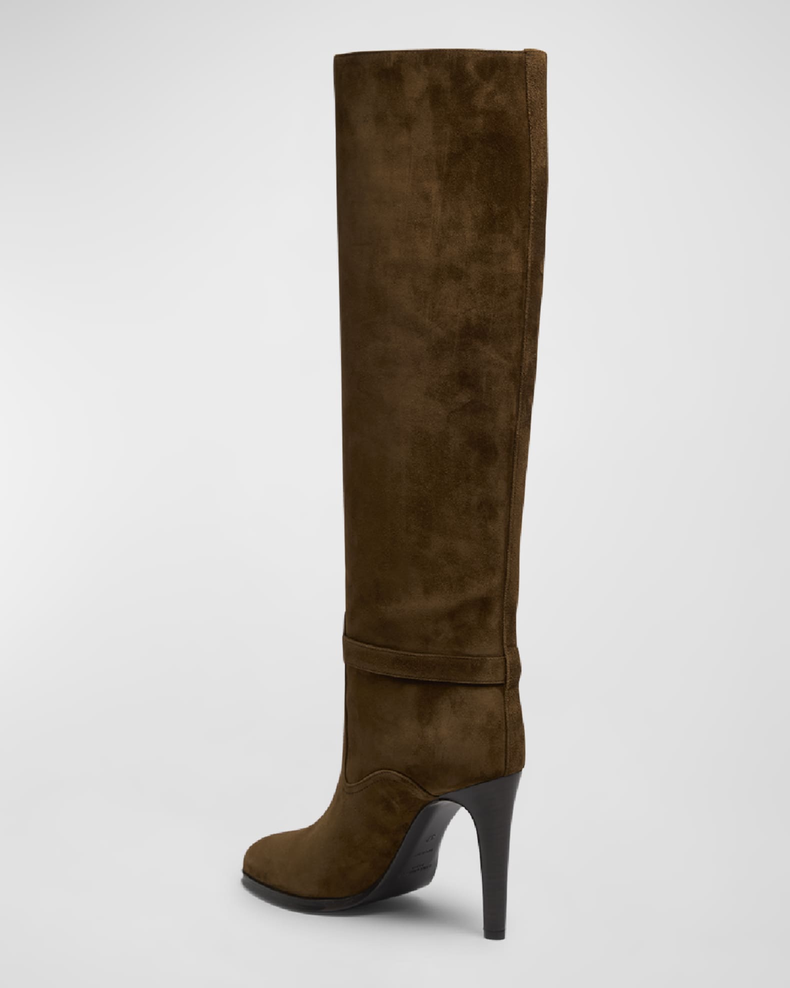 Saint Laurent Diane Suede YSL Buckle Knee Boots | Neiman Marcus