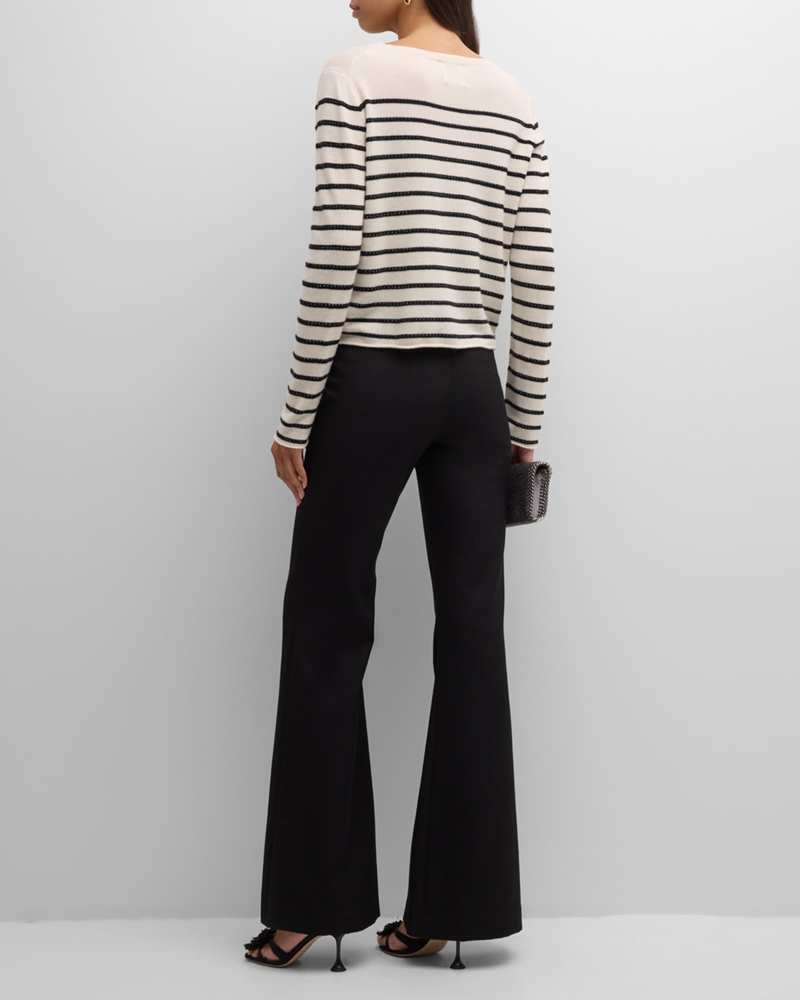 ALLUDE Striped Wool-Cashmere Sweater | Neiman Marcus