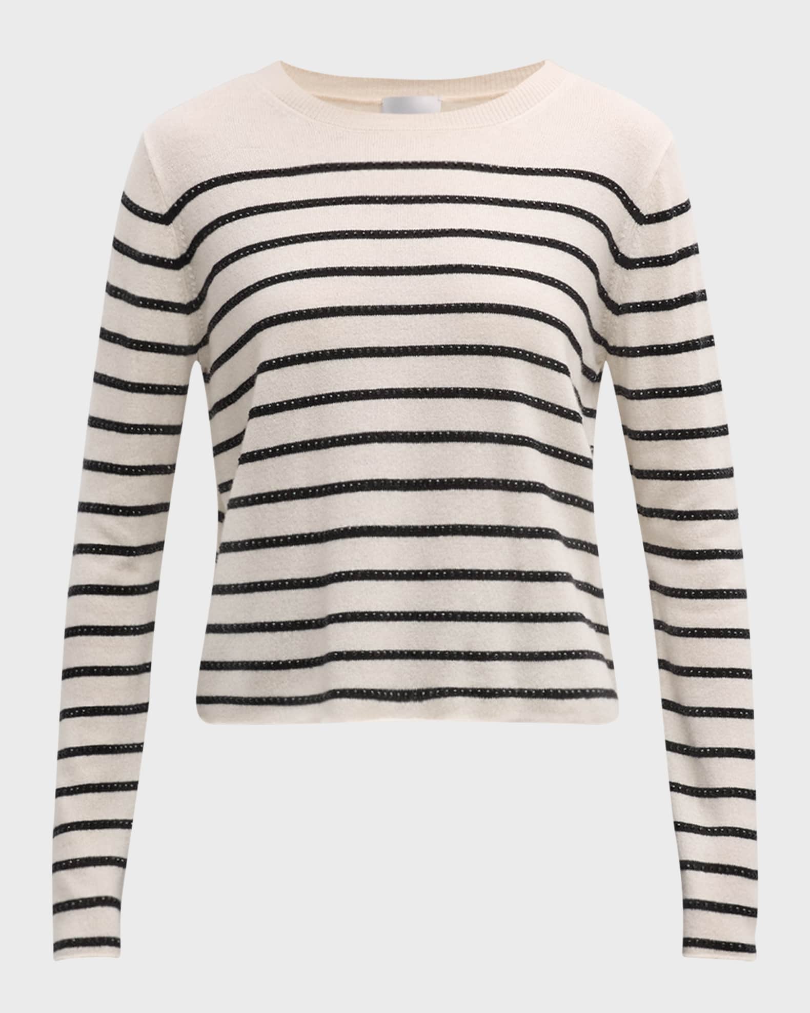 ALLUDE Striped Wool-Cashmere Sweater | Neiman Marcus