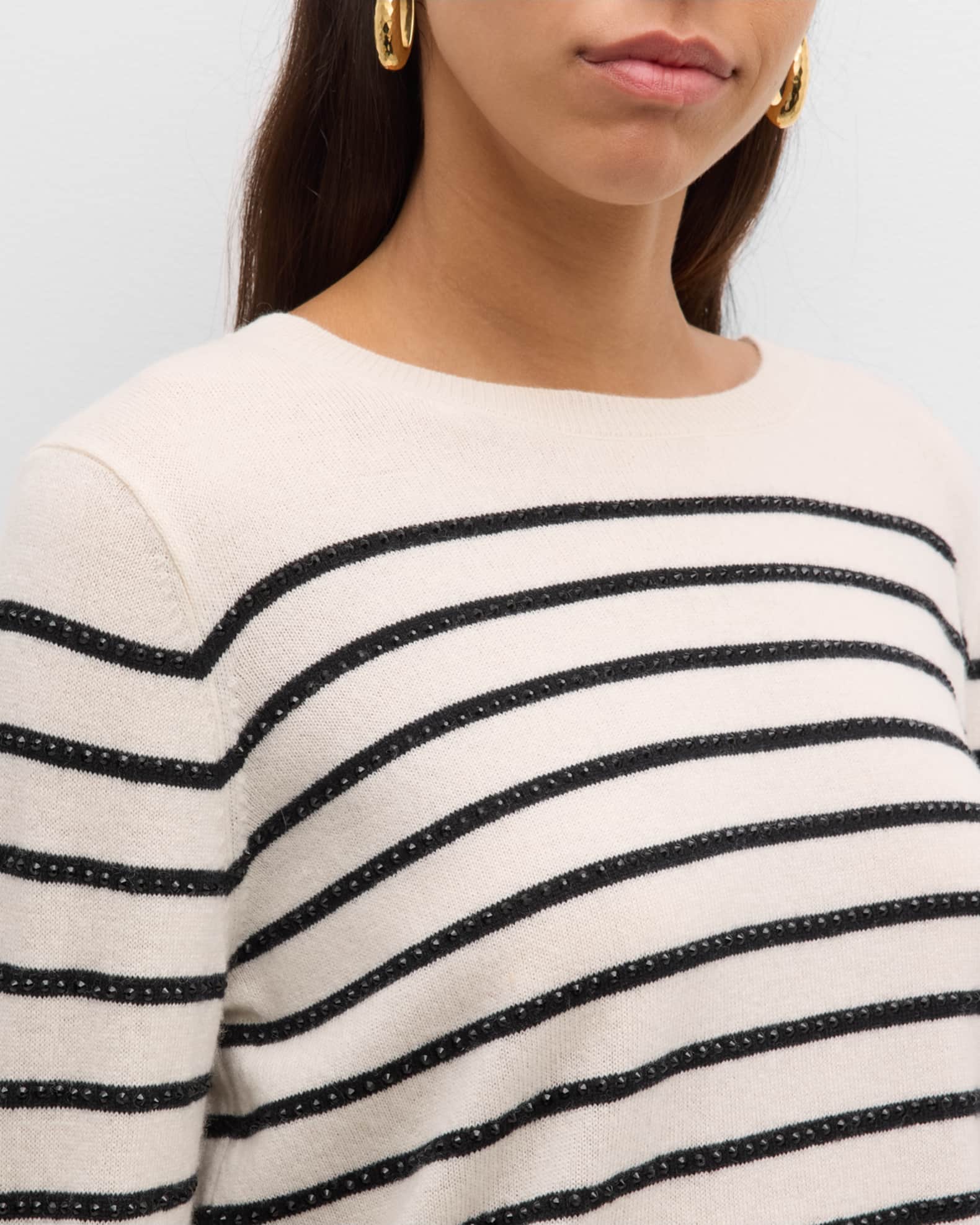 ALLUDE Striped Wool-Cashmere Sweater | Neiman Marcus
