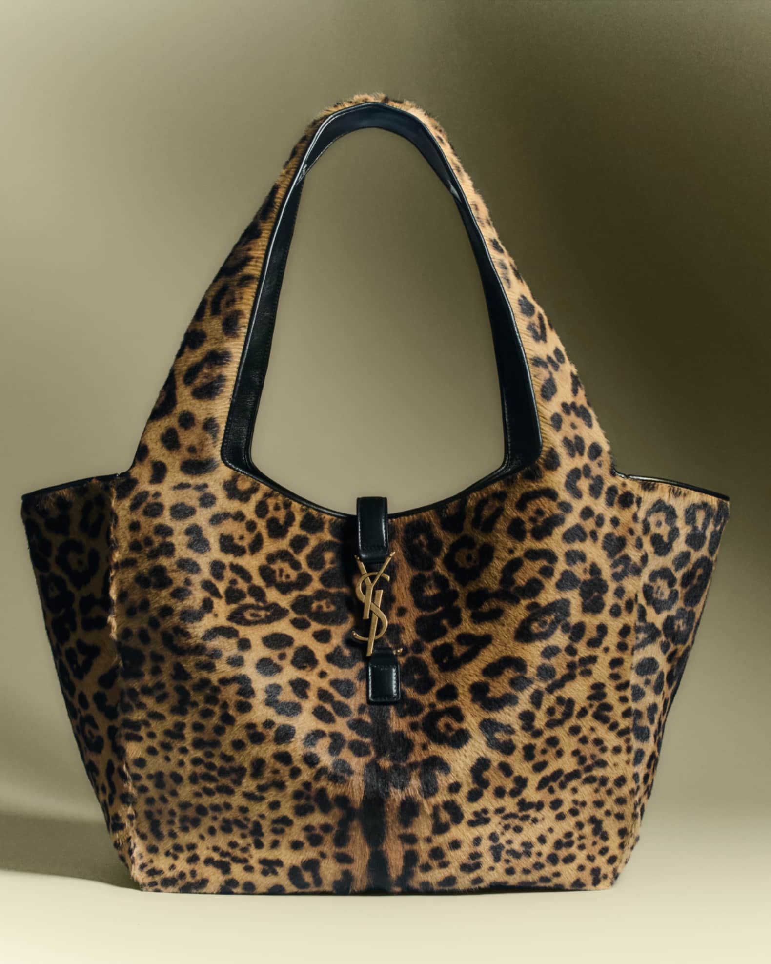 Saint Laurent Bea YSL Leopard-Print Tote Bag in Calf Hair and Leather ...