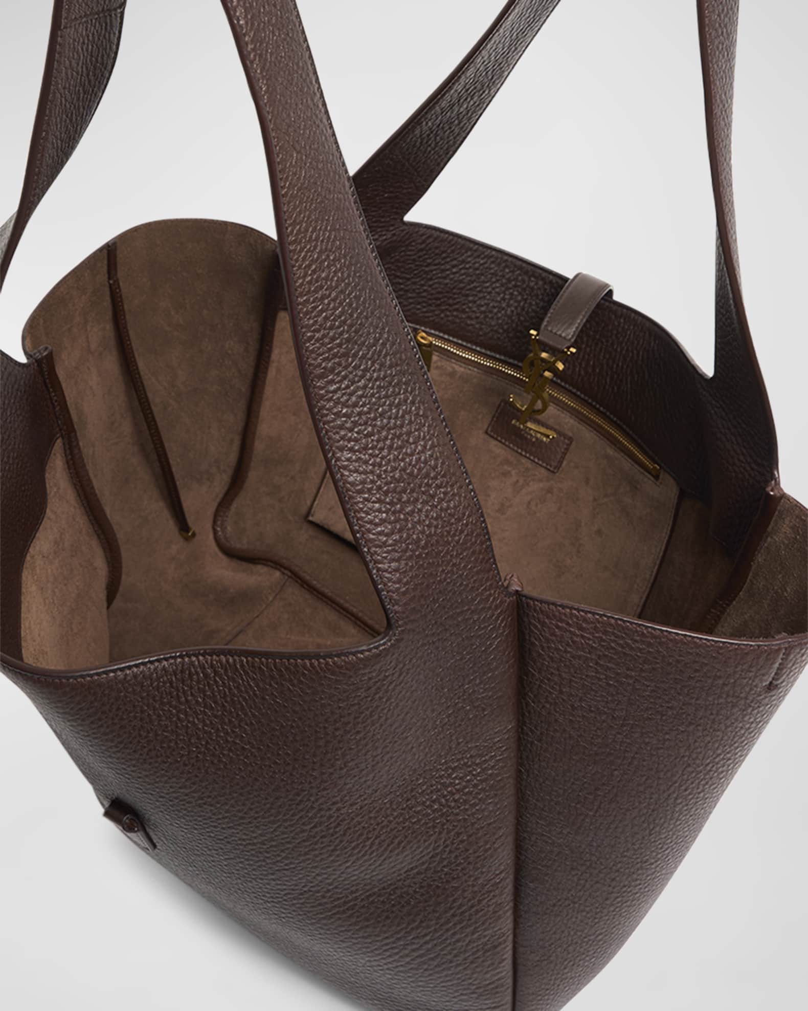 Saint Laurent Bea YSL Tote Bag in Deer Leather | Neiman Marcus