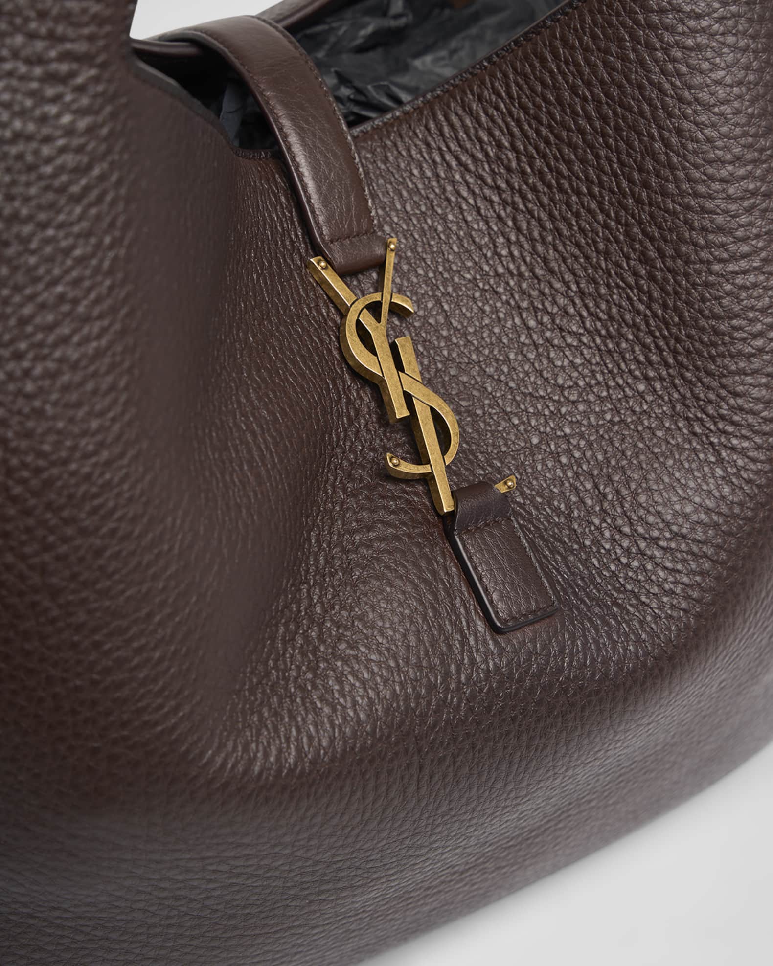 Saint Laurent Bea YSL Tote Bag in Deer Leather | Neiman Marcus