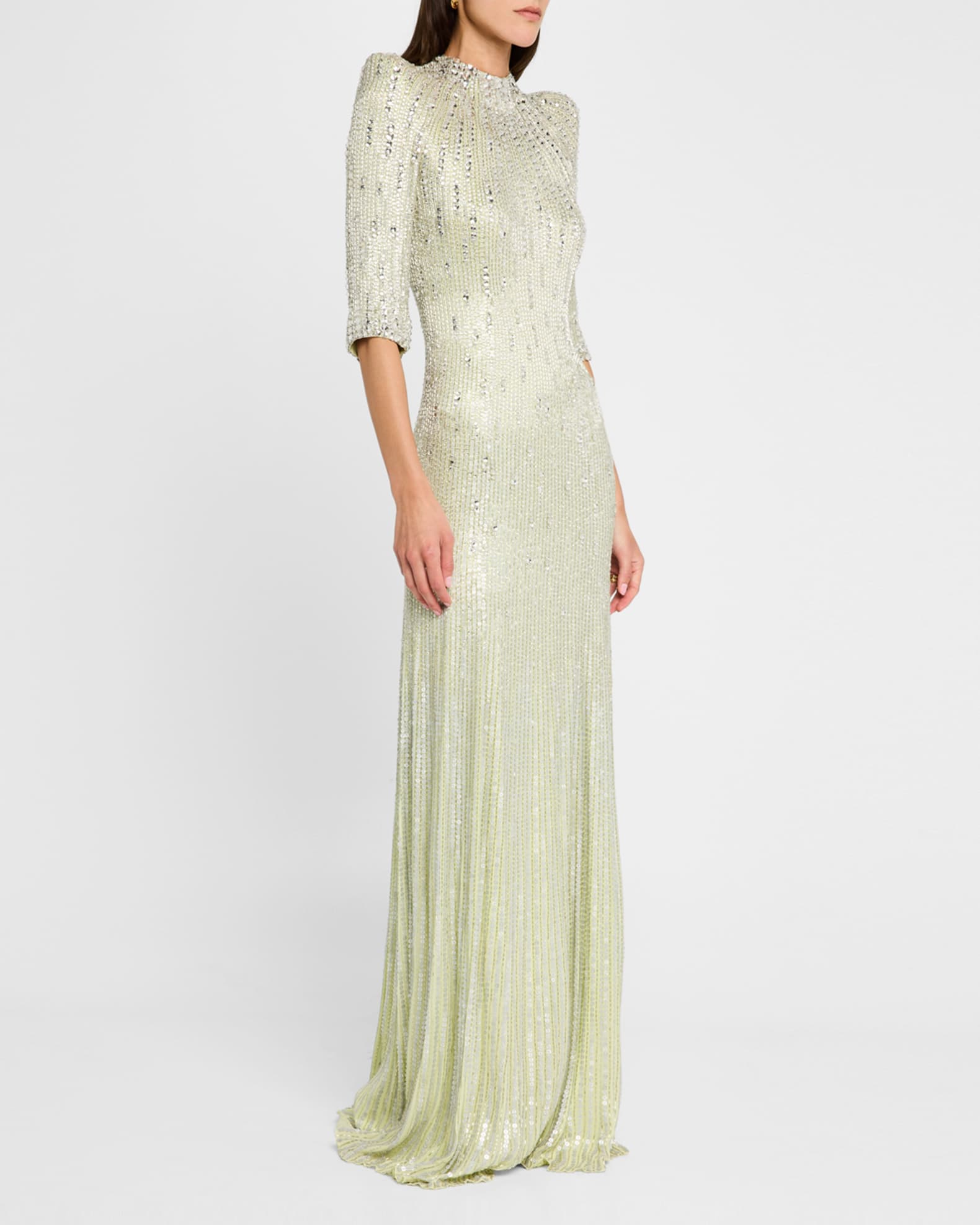 Jenny Packham Aurora Crystal Embellished Strong-Shoulder Gown | Neiman ...