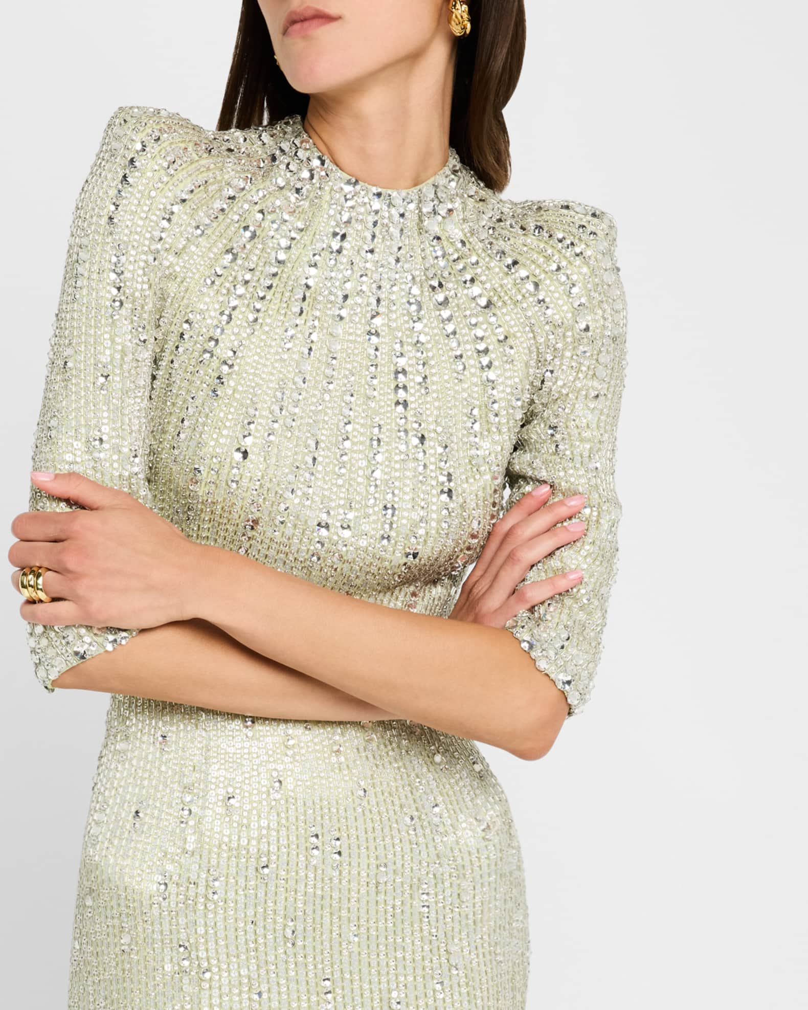 Jenny Packham Aurora Crystal Embellished Strong-Shoulder Gown | Neiman ...