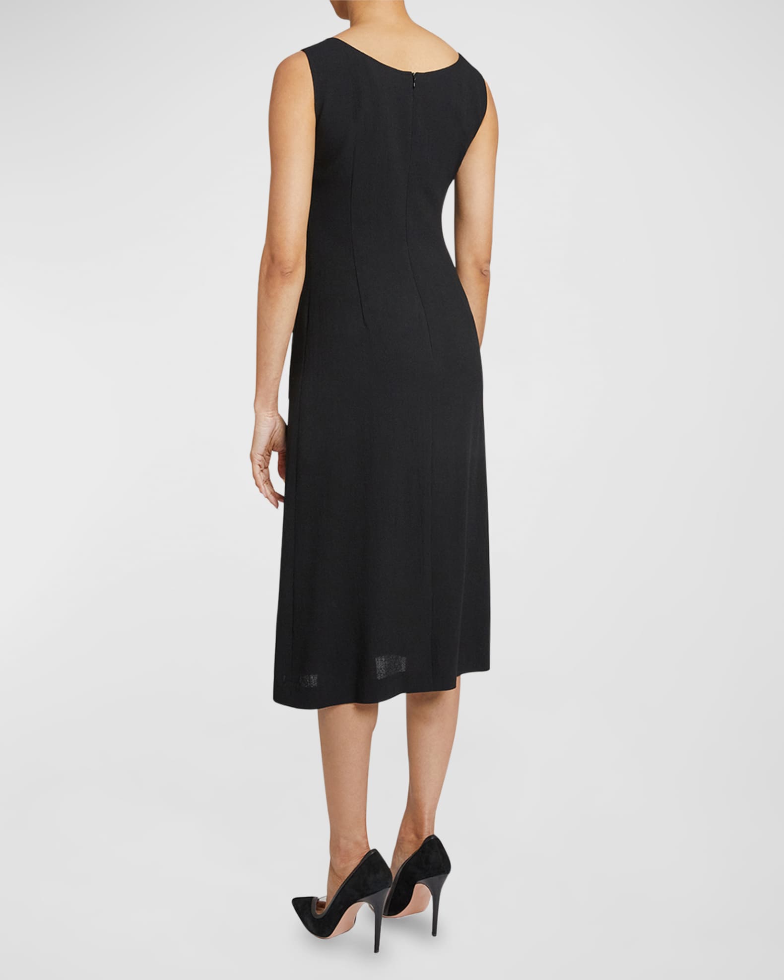 Santorelli Fanny Button-Embellished Crepe Dress | Neiman Marcus